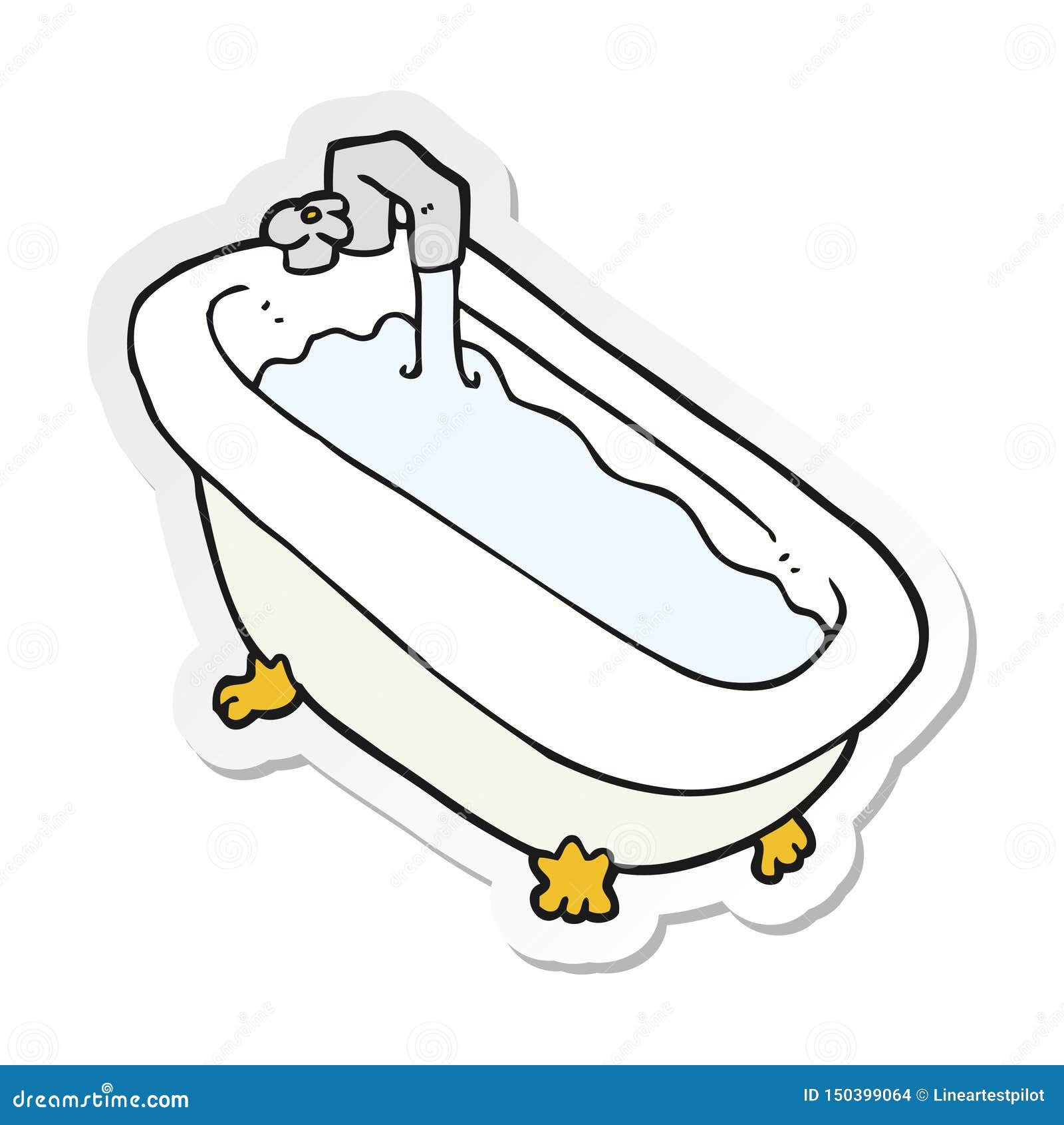 Sticker of a Cartoon Bath Full of Water Stock Vector - Illustration of ...