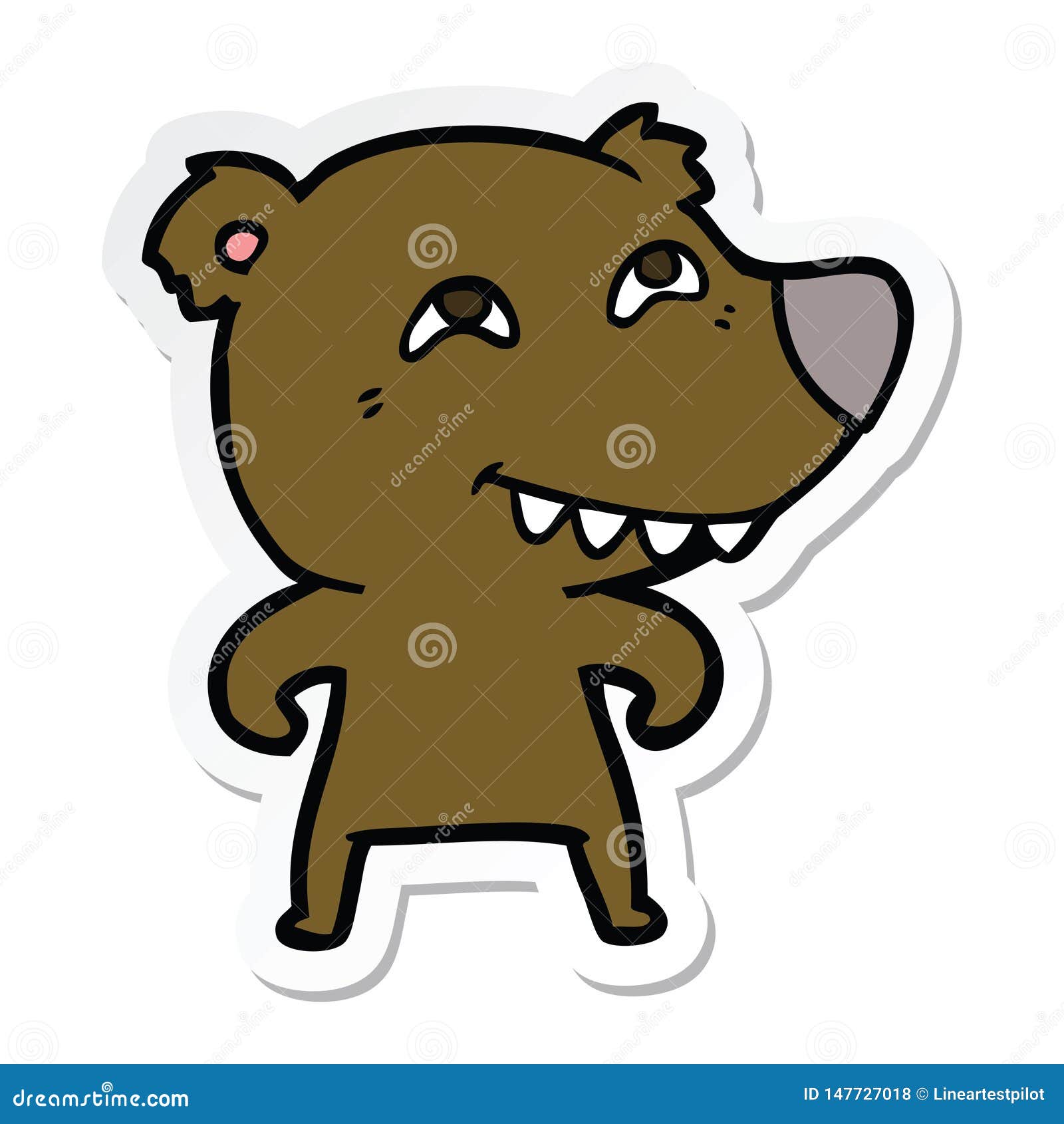 Sticker of a Cartoon Bear Showing Teeth Stock Vector - Illustration of ...
