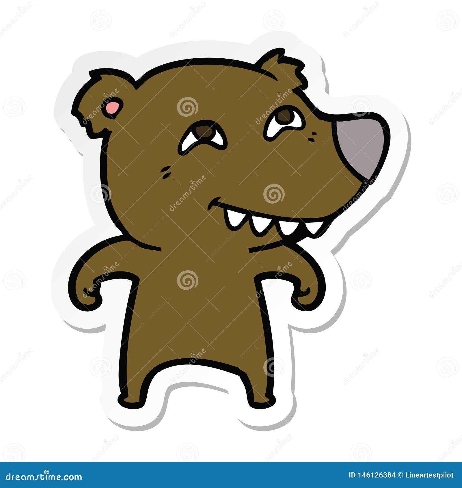 Sticker of a Cartoon Bear Showing Teeth Stock Vector - Illustration of ...