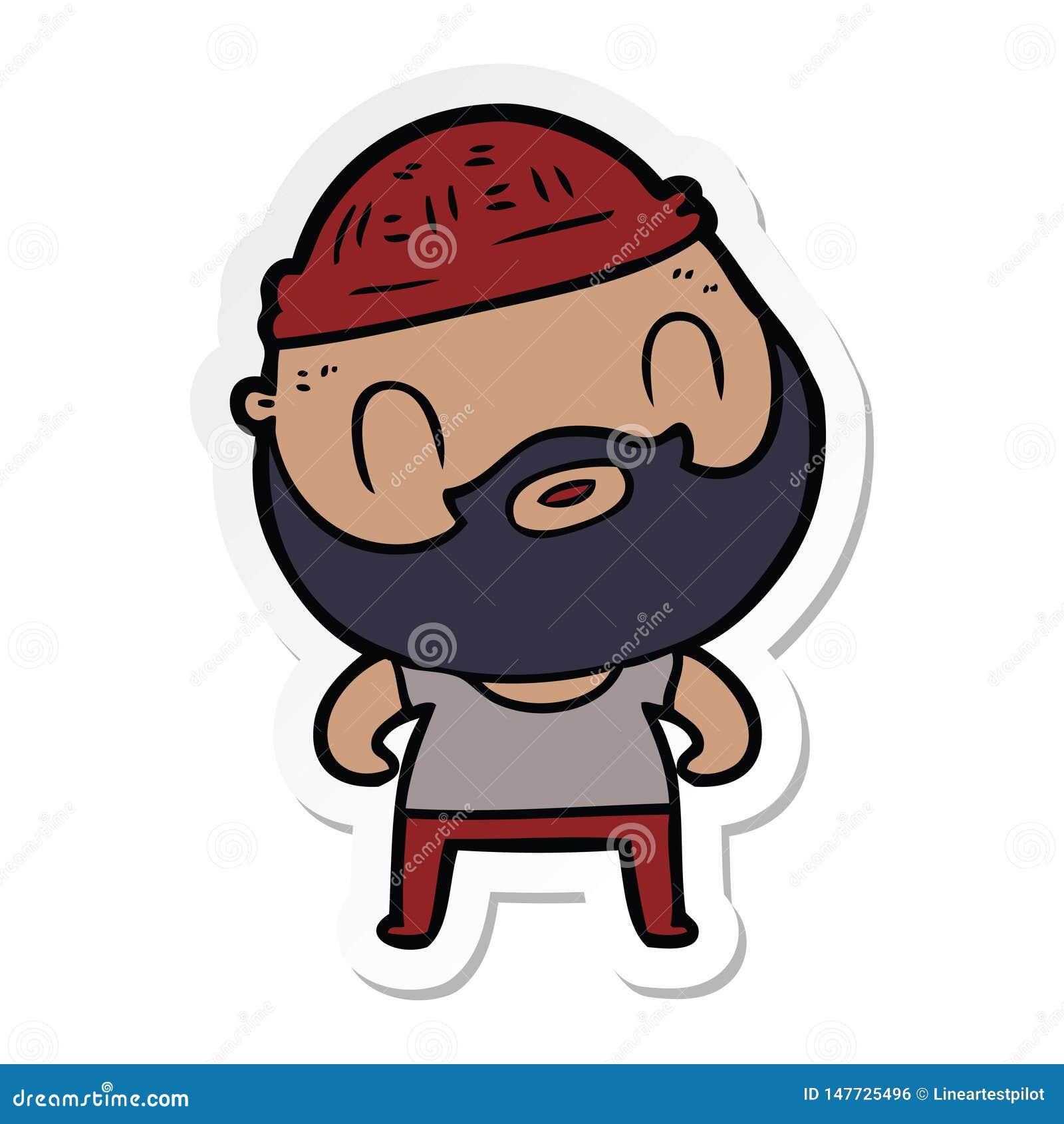 Sticker of a Cartoon Bearded Man Stock Vector - Illustration of retro ...