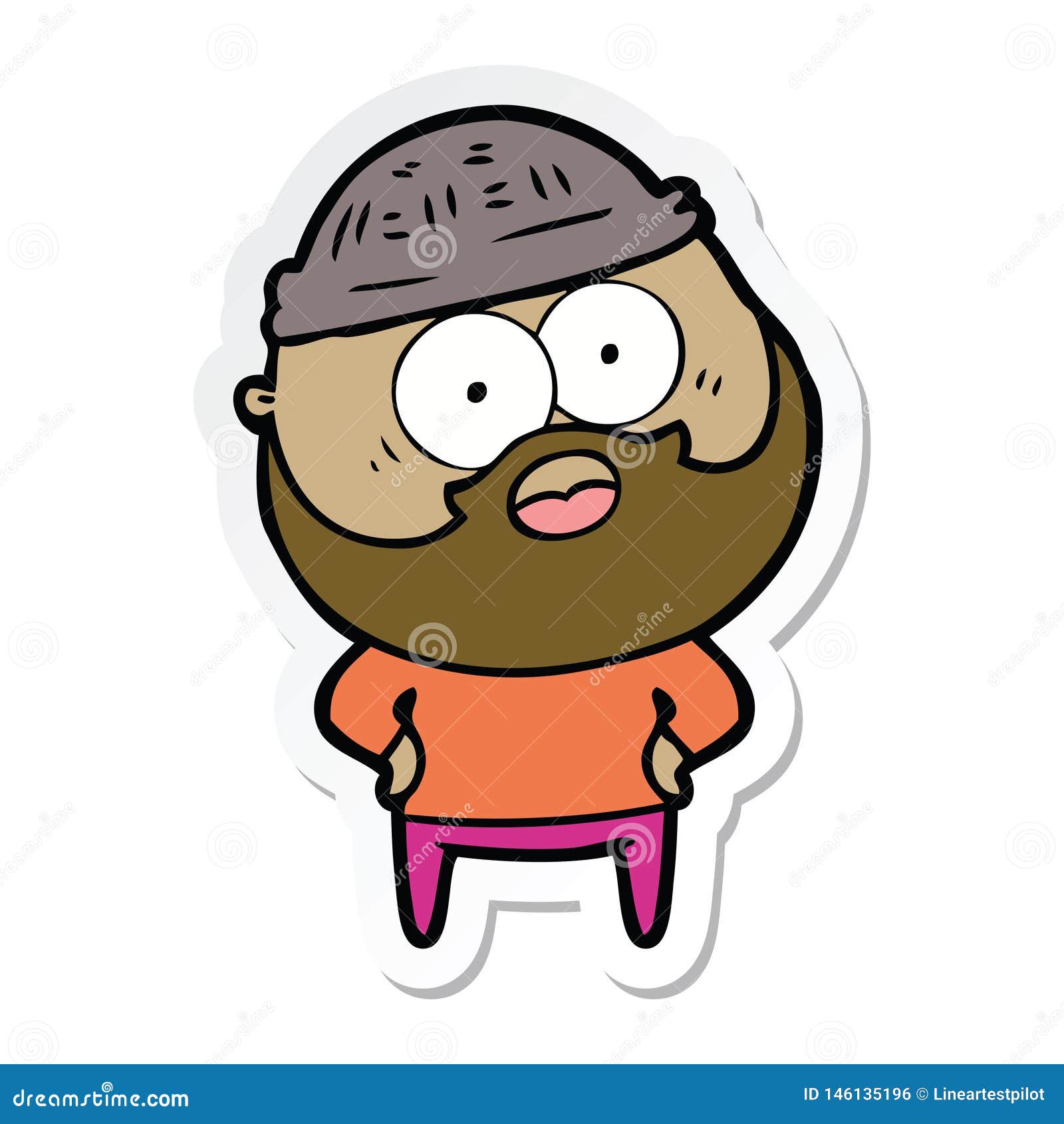Sticker of a Cartoon Bearded Man Stock Vector - Illustration of stick ...