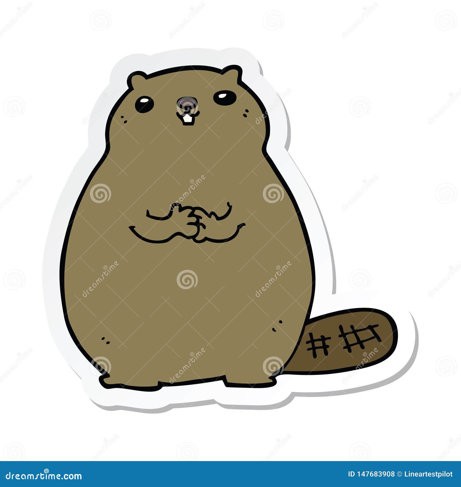 Sticker of a Cartoon Beaver Stock Vector - Illustration of sticker ...