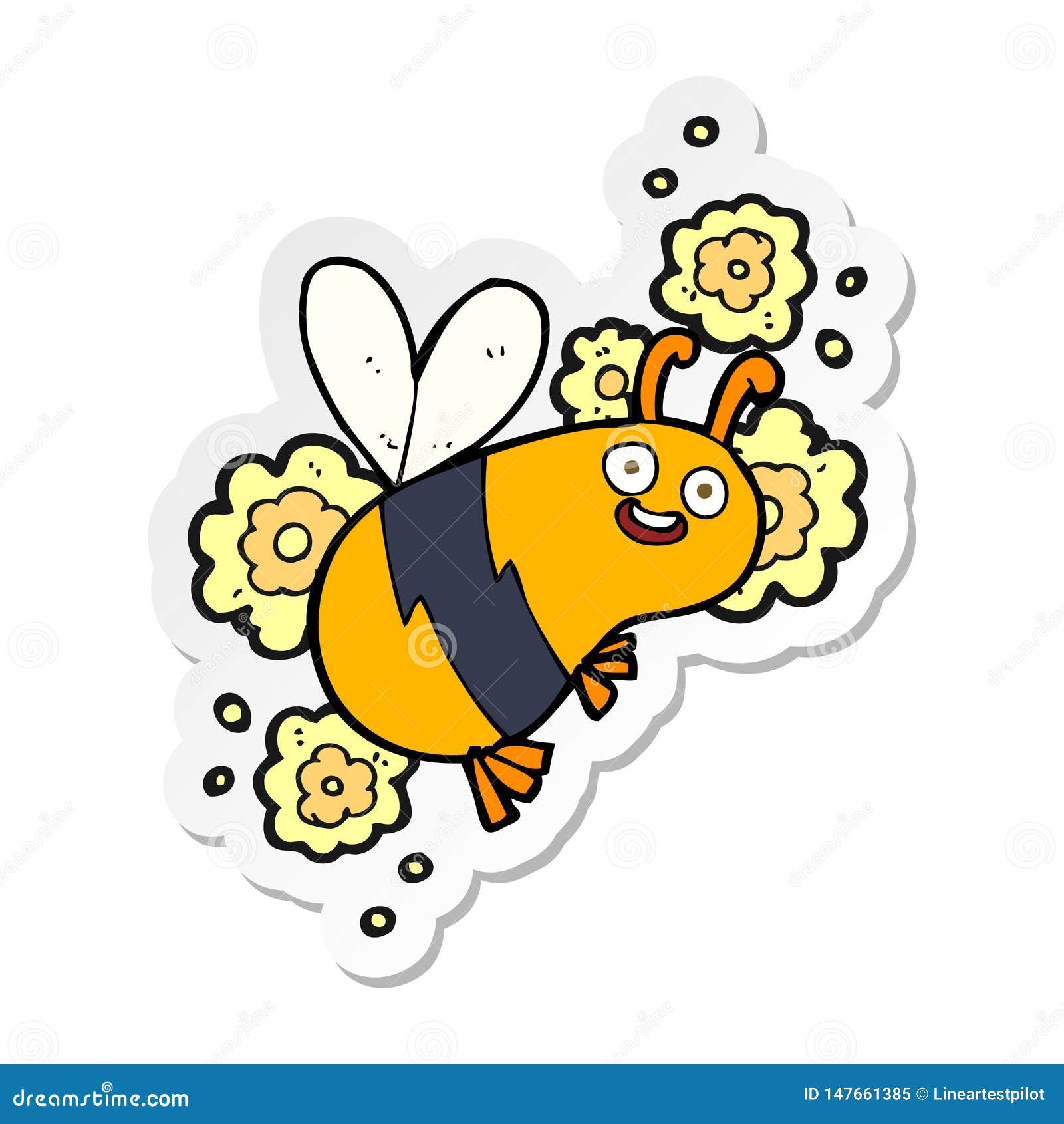 Sticker of a cartoon bee stock vector. Illustration of character ...
