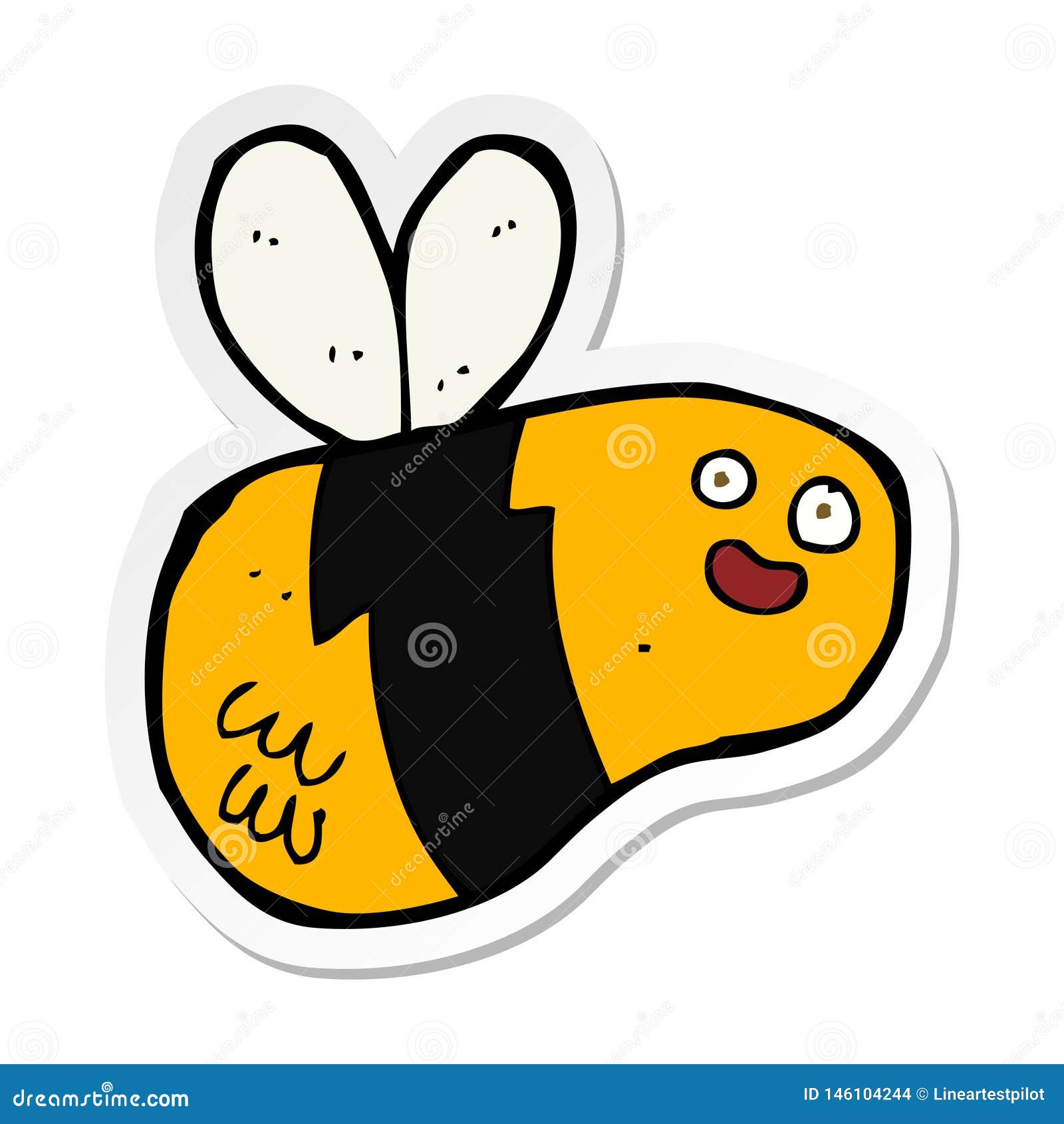 Sticker of a cartoon bee stock vector. Illustration of hand - 146104244