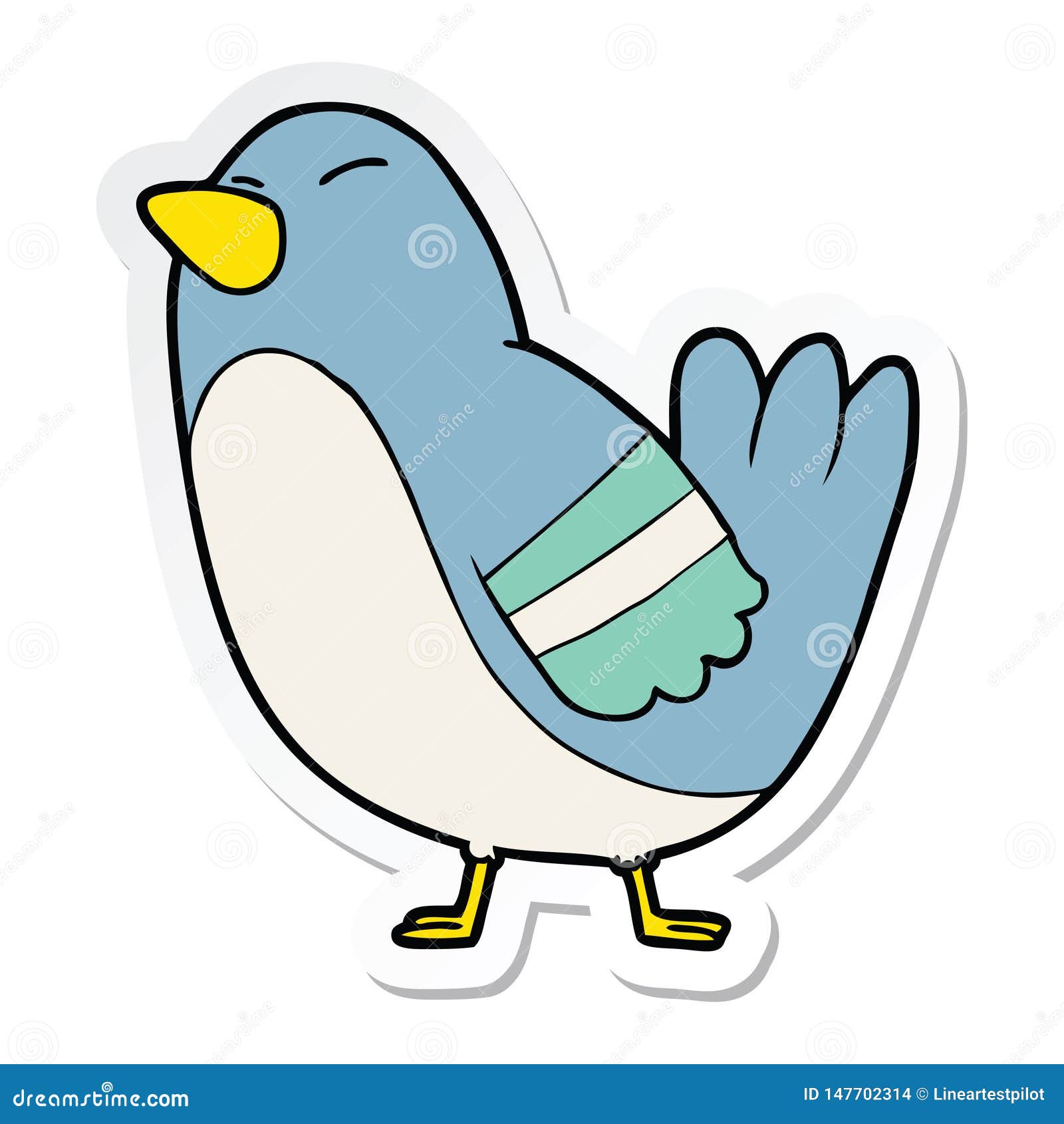 Sticker of a cartoon bird stock vector. Illustration of quirky - 147702314