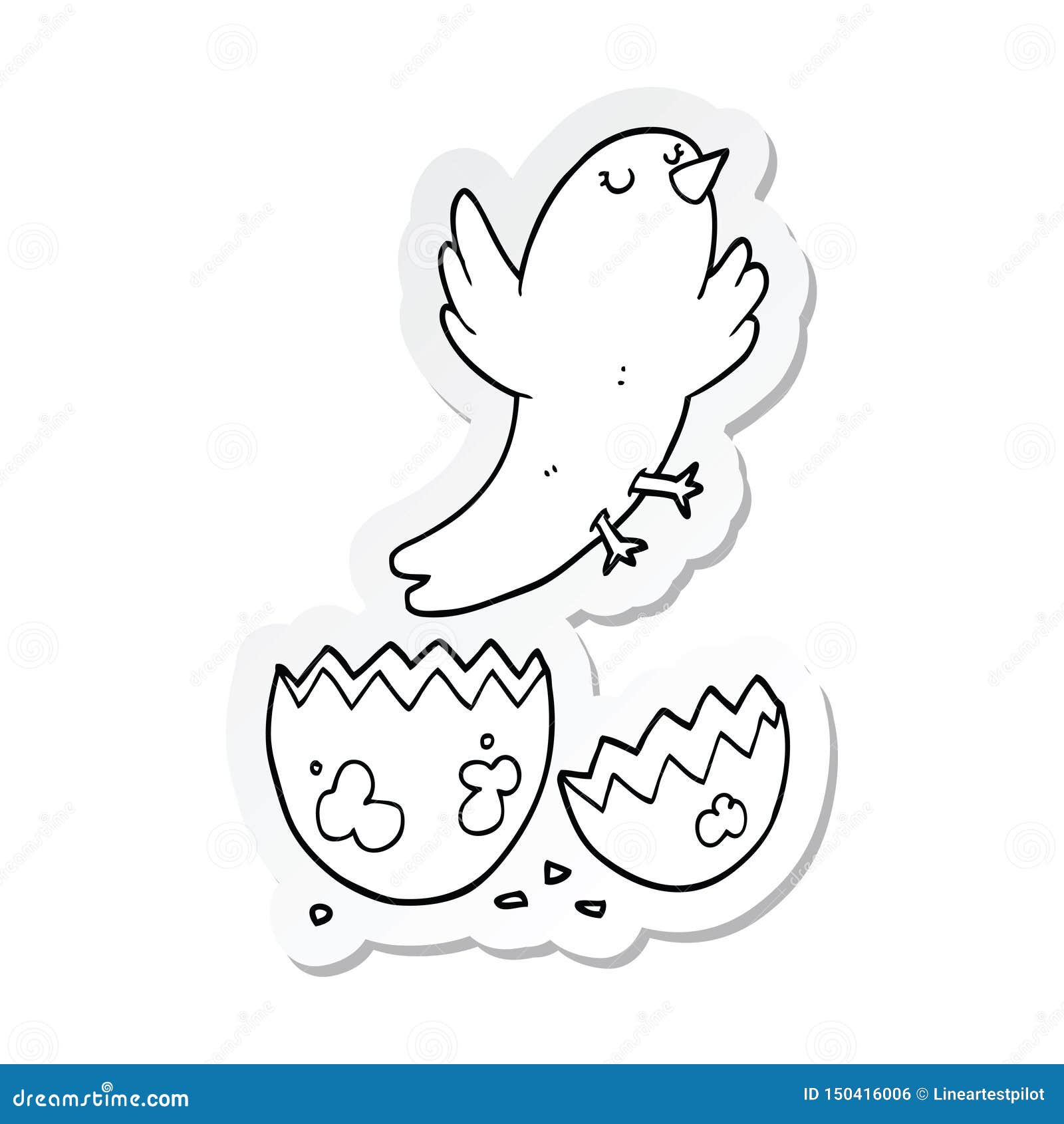 Sticker of a Cartoon Bird Hatching from Egg Stock Vector - Illustration ...