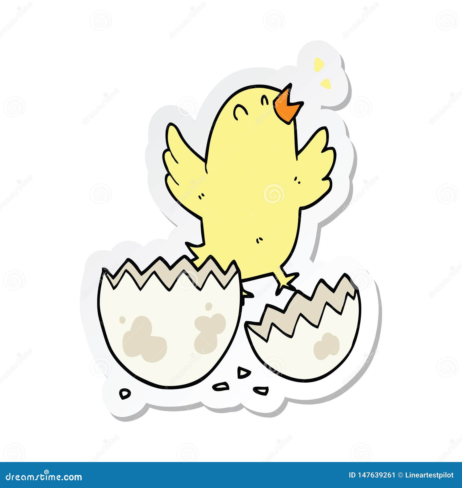 Sticker of a Cartoon Bird Hatching from Egg Stock Vector - Illustration ...
