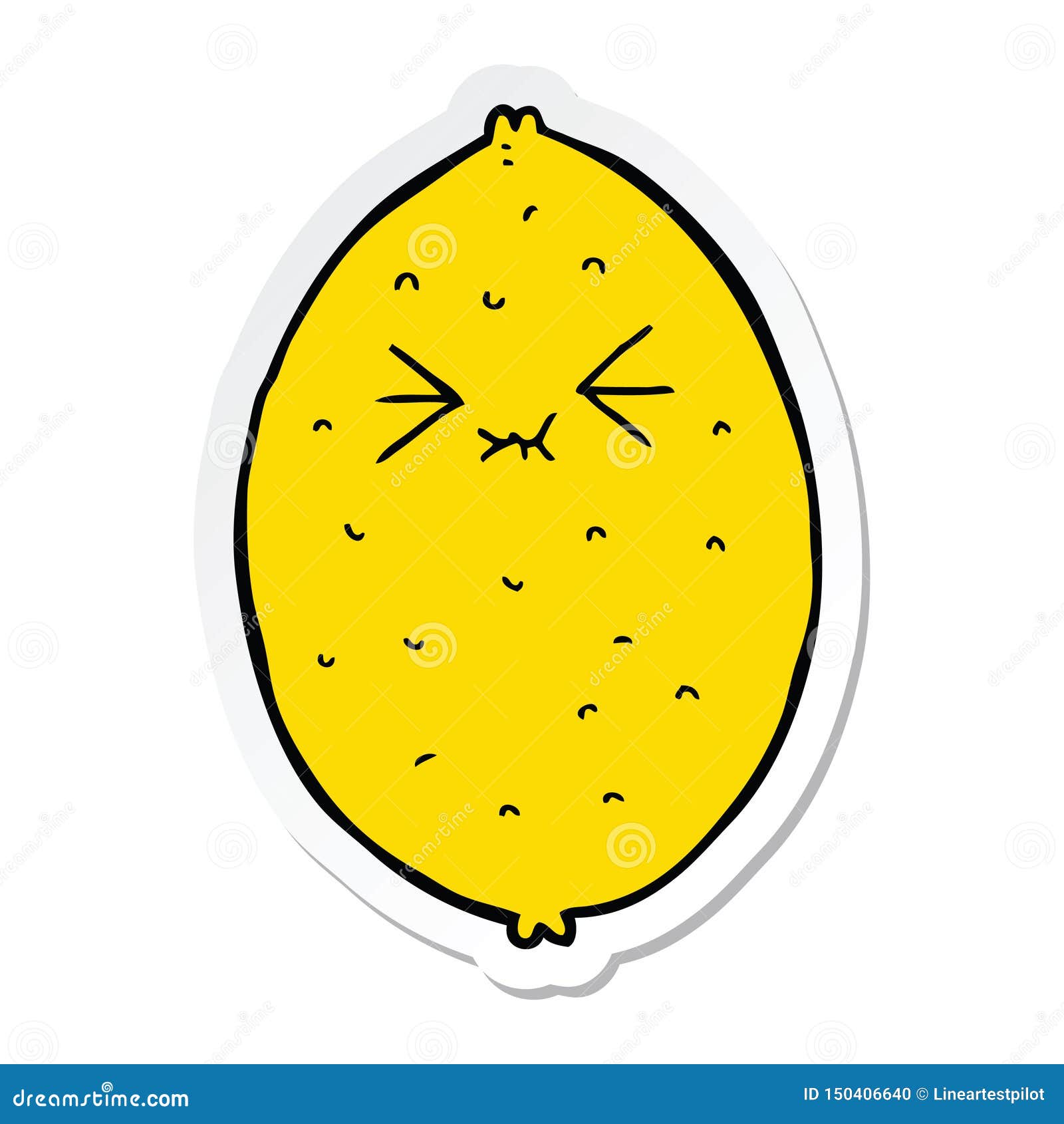 Sticker of a Cartoon Bitter Lemon Stock Vector - Illustration of decal ...