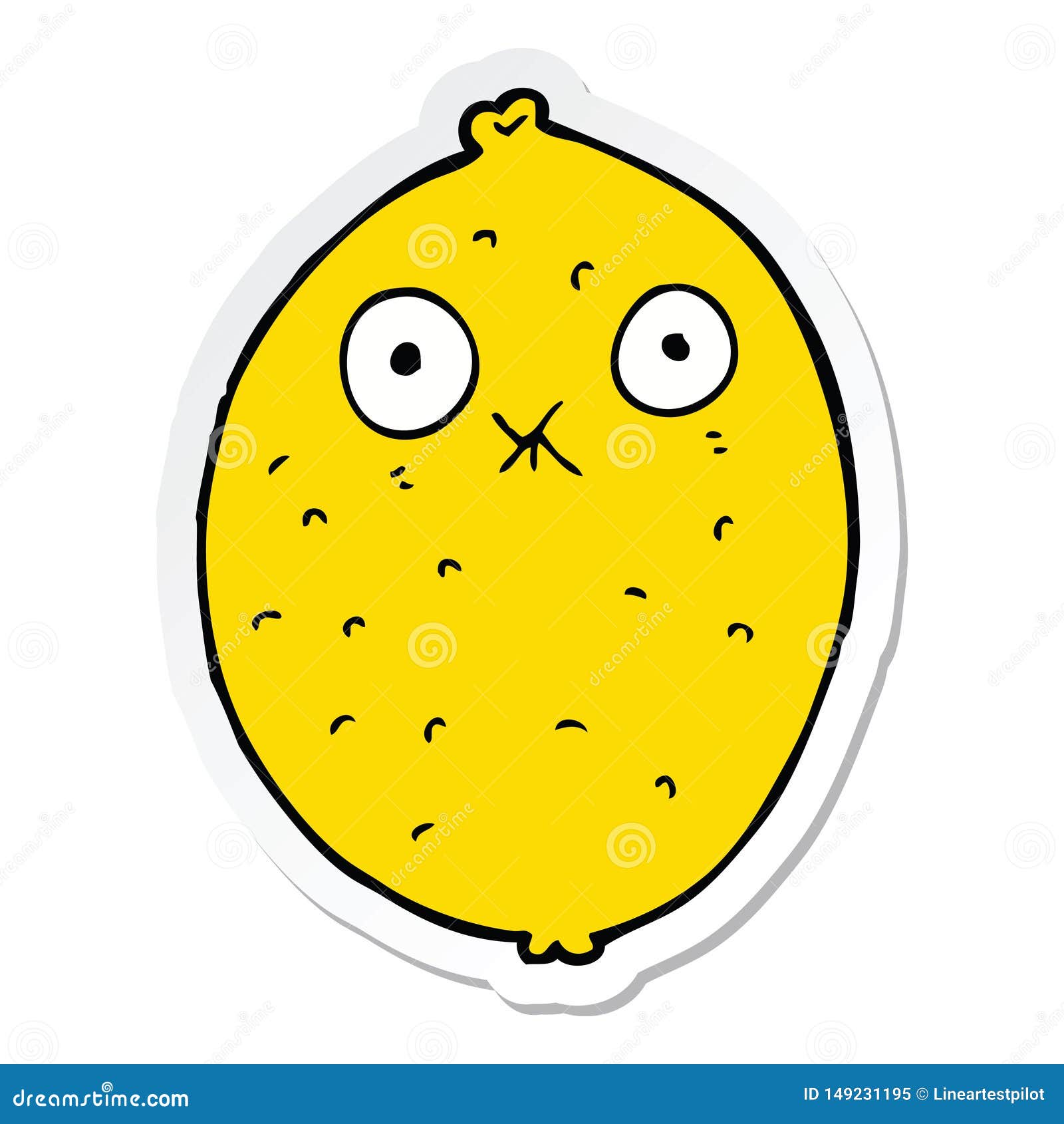 Sticker of a Cartoon Bitter Lemon Stock Vector - Illustration of hand ...