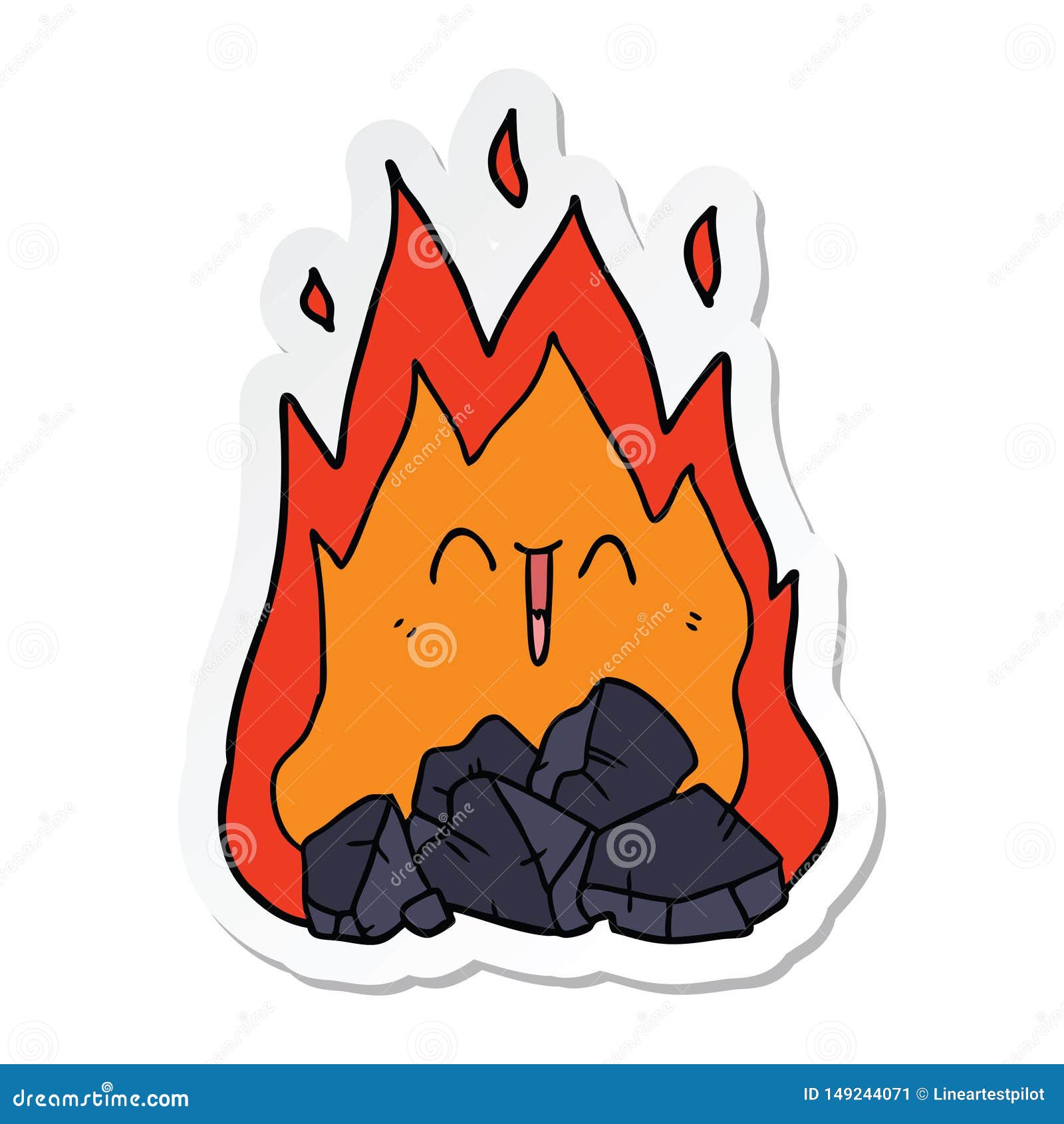 Sticker of a Cartoon Blazing Coal Fire Stock Vector - Illustration of ...