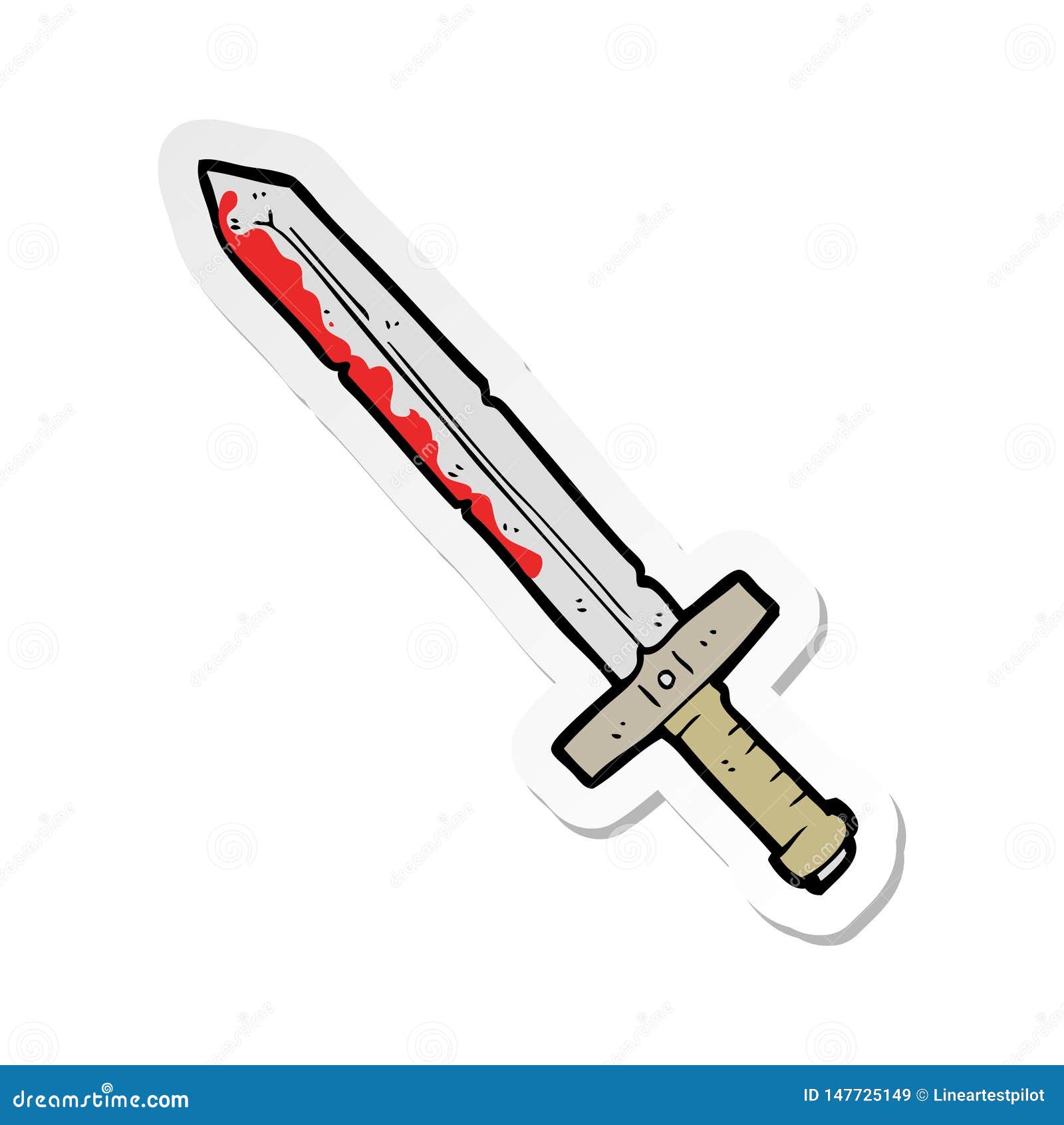 Sticker of a Cartoon Bloody Sword Stock Vector - Illustration of ...