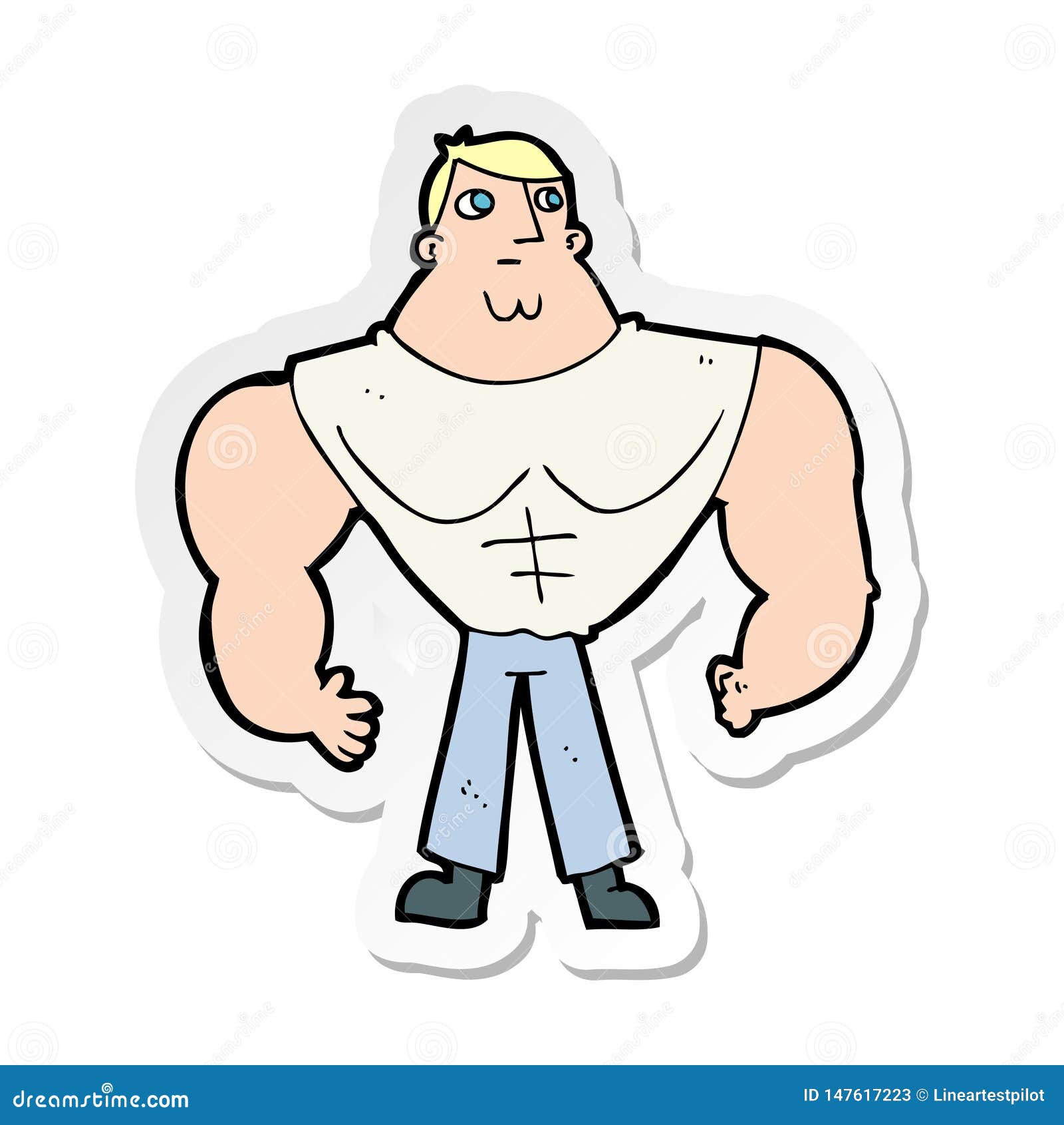 Sticker of a Cartoon Body Builder Stock Vector - Illustration of ...