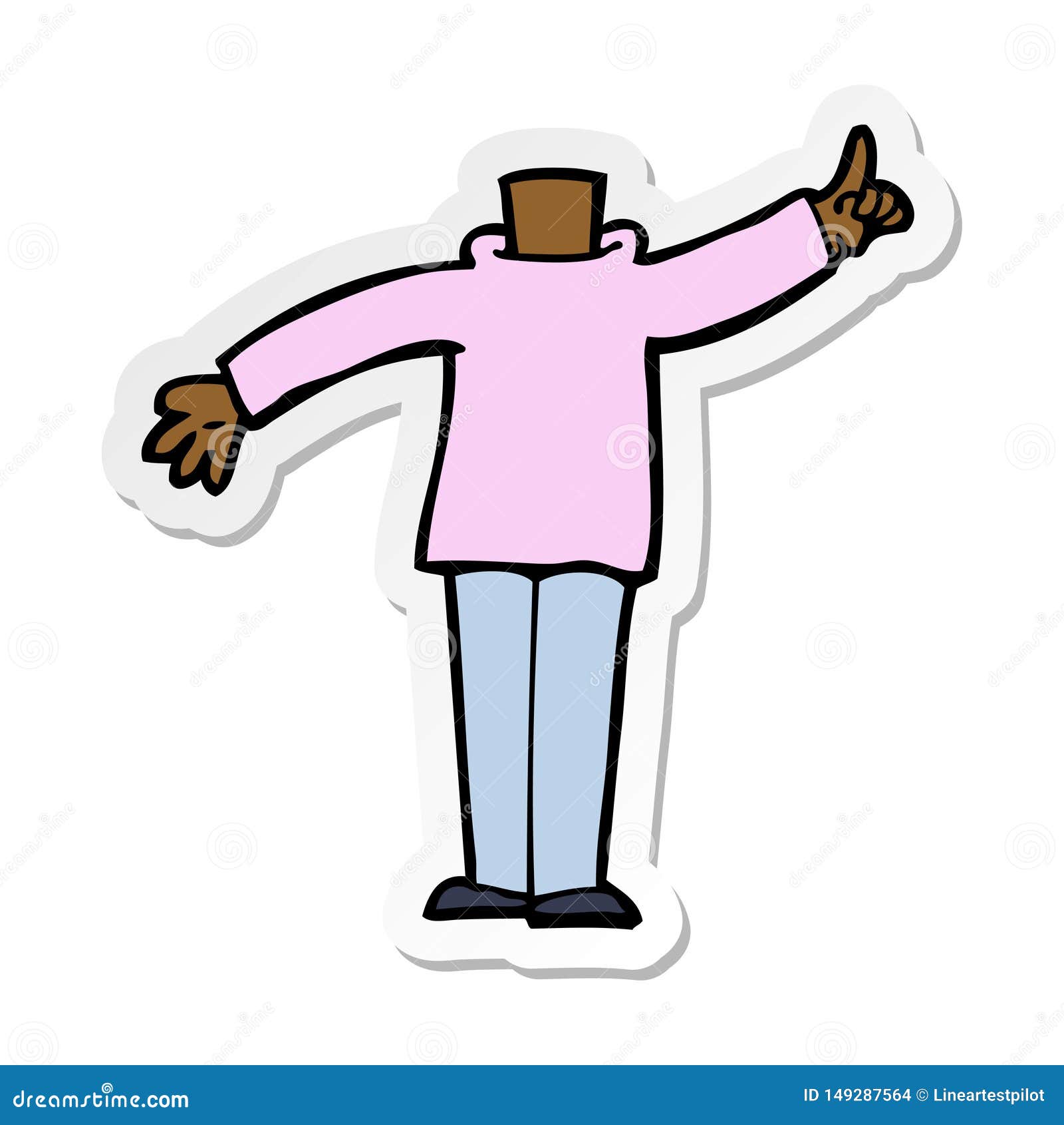 Sticker of a Cartoon Body with Raised Hand Stock Vector - Illustration ...