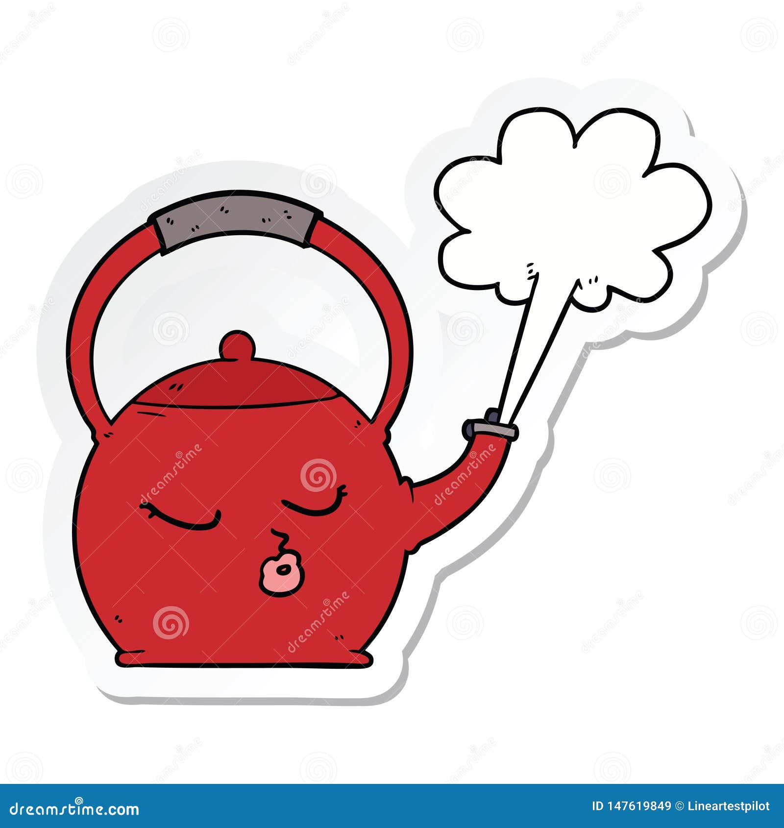 Sticker of a Cartoon Boiling Kettle Stock Vector - Illustration of ...