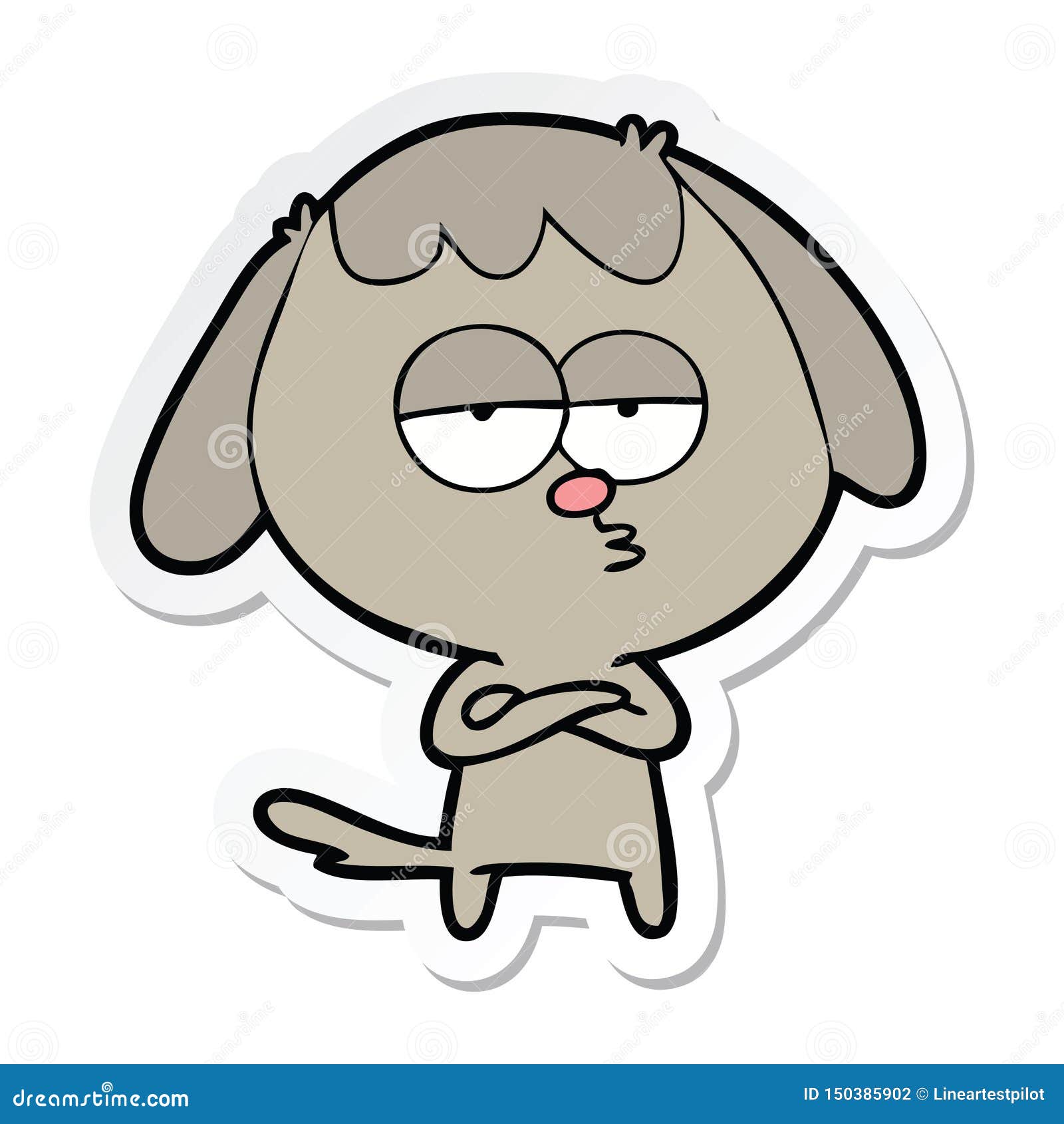 Sticker of a Cartoon Bored Dog Stock Vector - Illustration of artwork ...