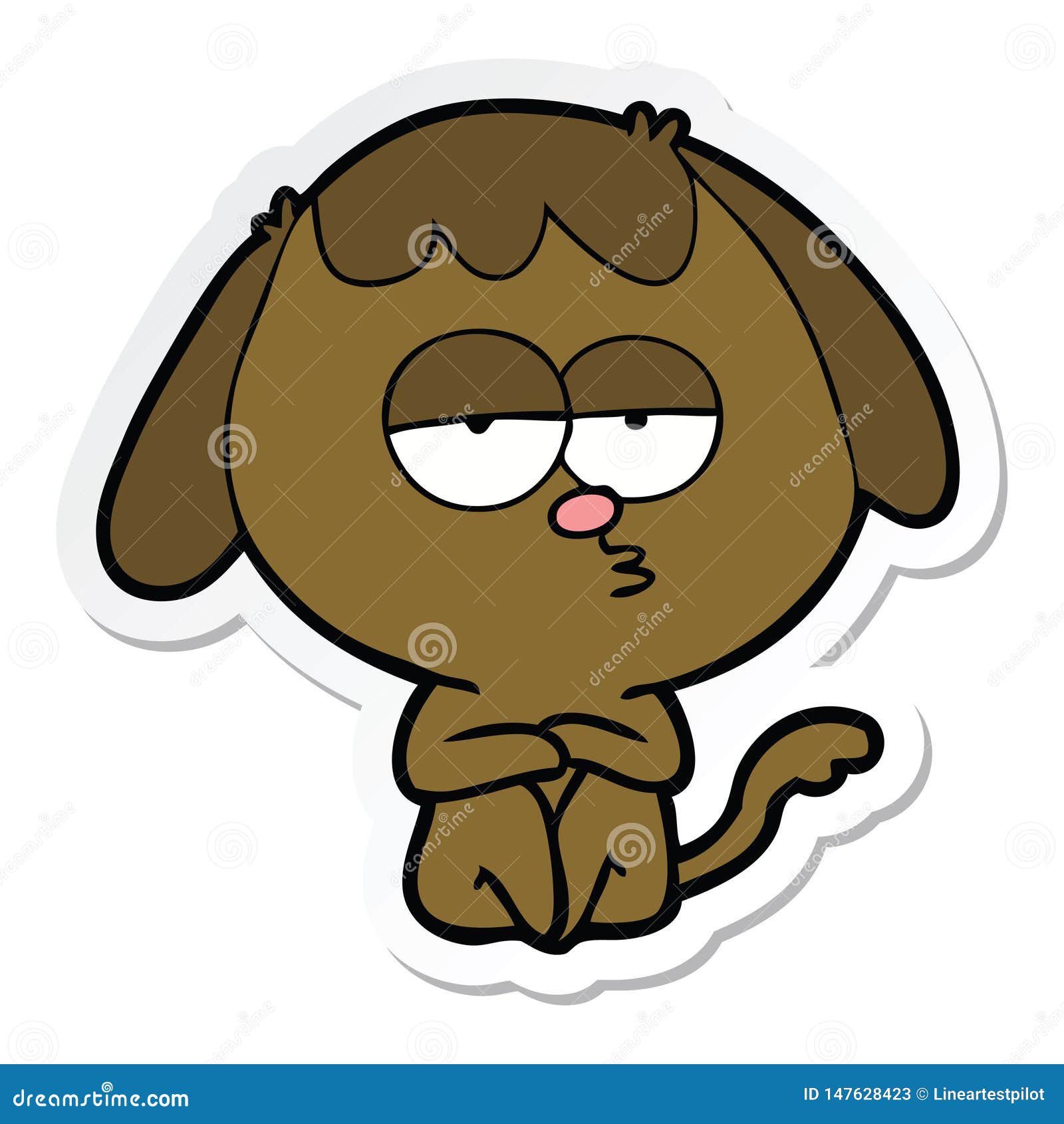 Sticker of a Cartoon Bored Dog Stock Vector - Illustration of retro ...