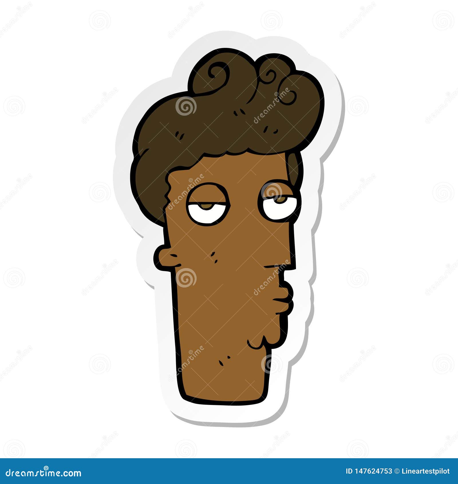 Sticker of a Cartoon Bored Mans Face Stock Vector - Illustration of ...
