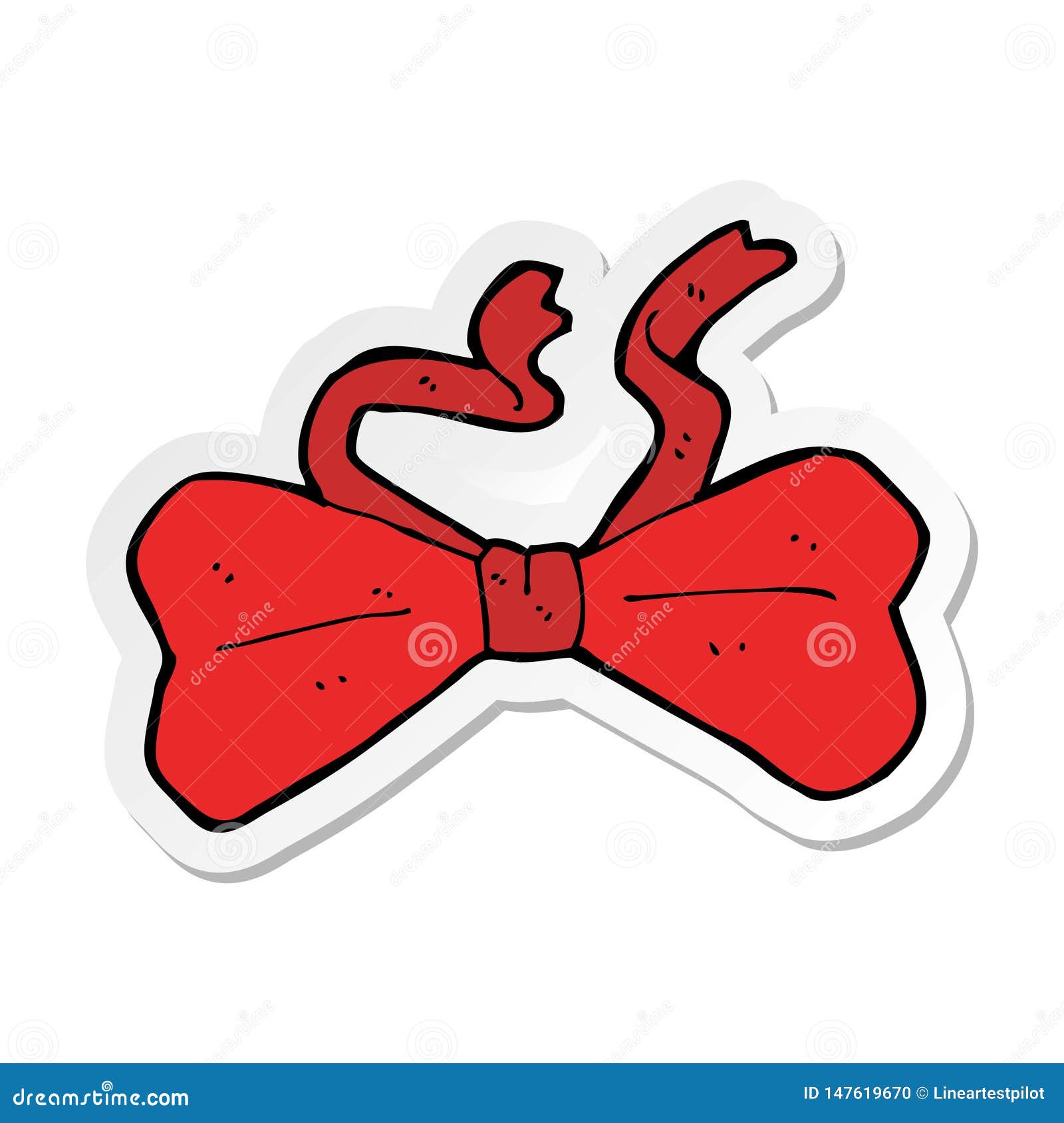 Sticker of a Cartoon Bow Tie Stock Vector - Illustration of hand, funny ...
