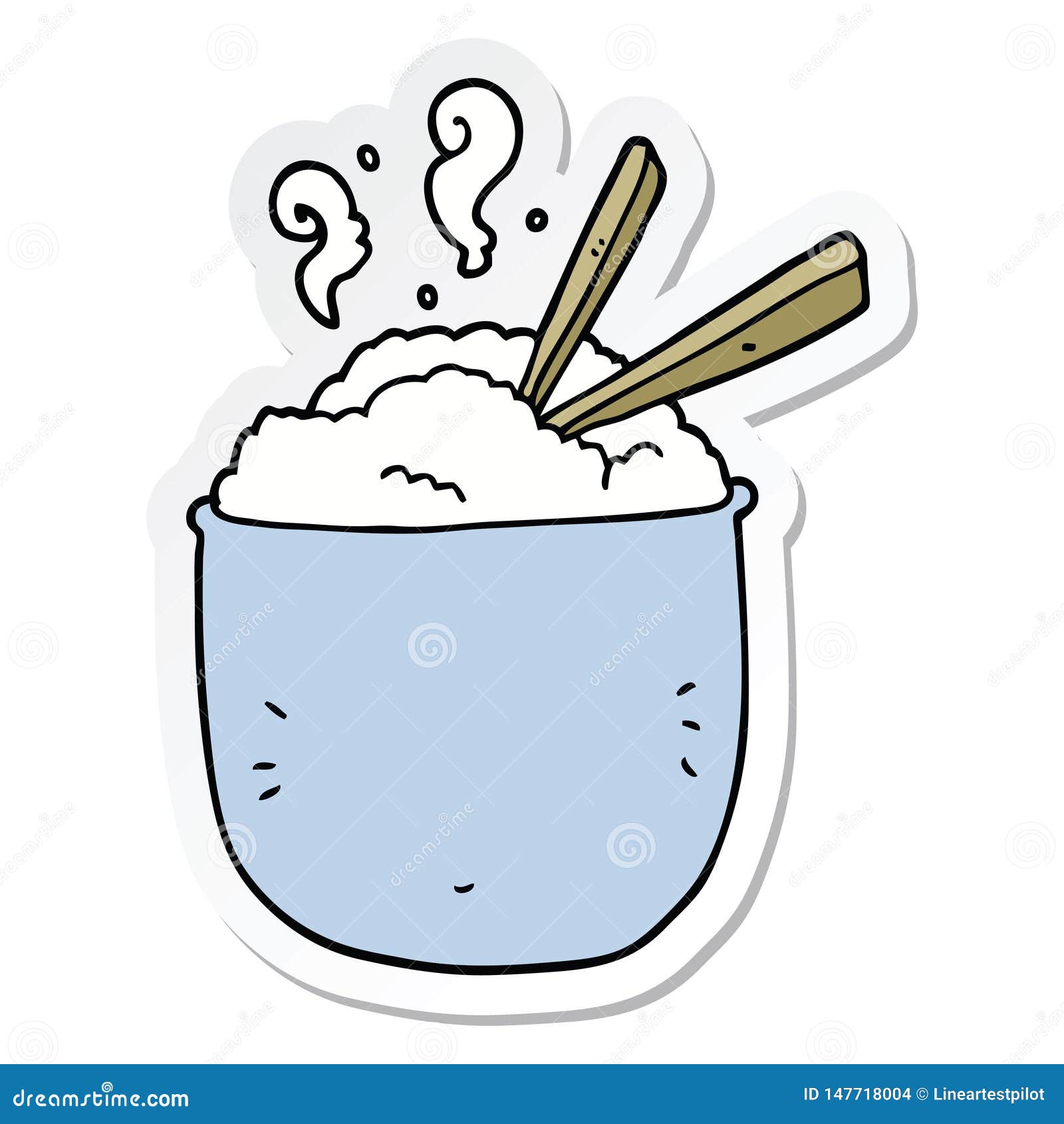 Sticker of a Cartoon Bowl of Rice Stock Vector - Illustration of ...