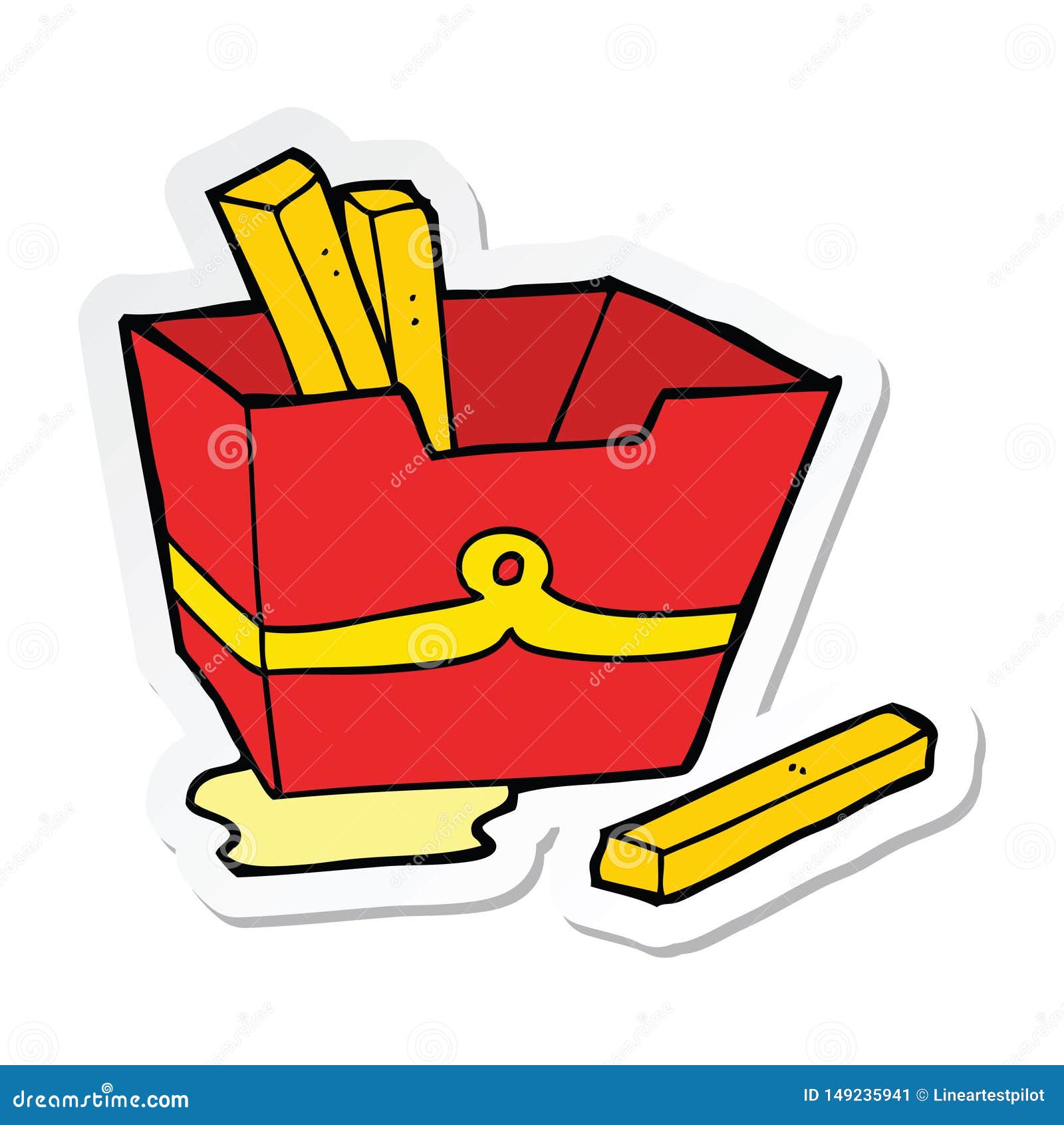 Sticker of a Cartoon Box of Fries Stock Vector - Illustration of ...