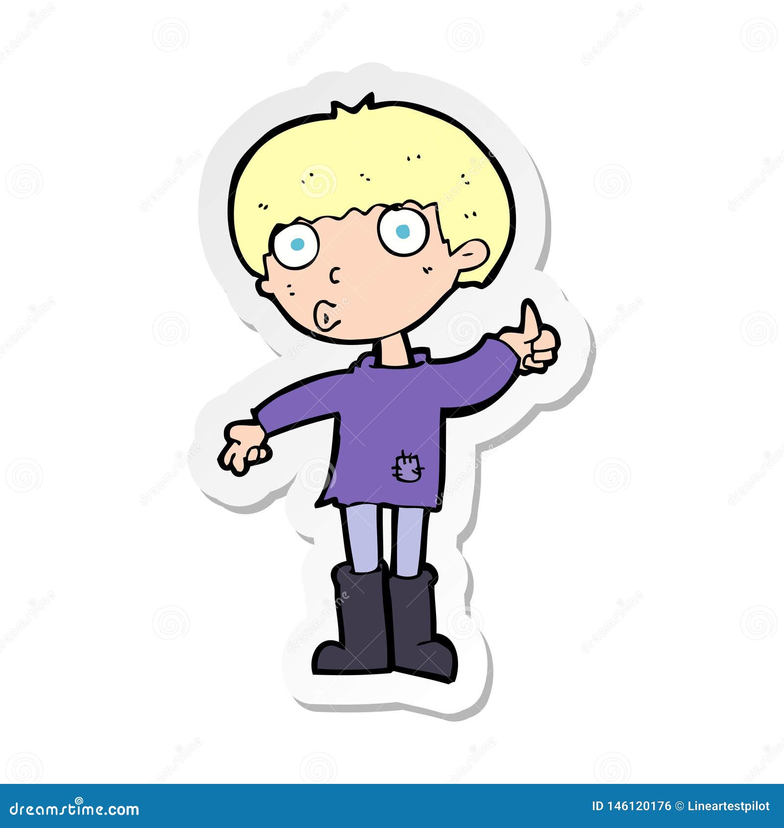 Sticker of a Cartoon Boy Asking Question Stock Vector - Illustration of ...