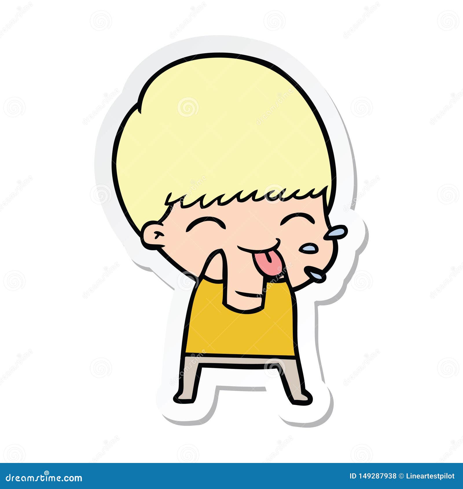 Sticker of a Cartoon Boy Blowing Raspberry Stock Vector - Illustration ...