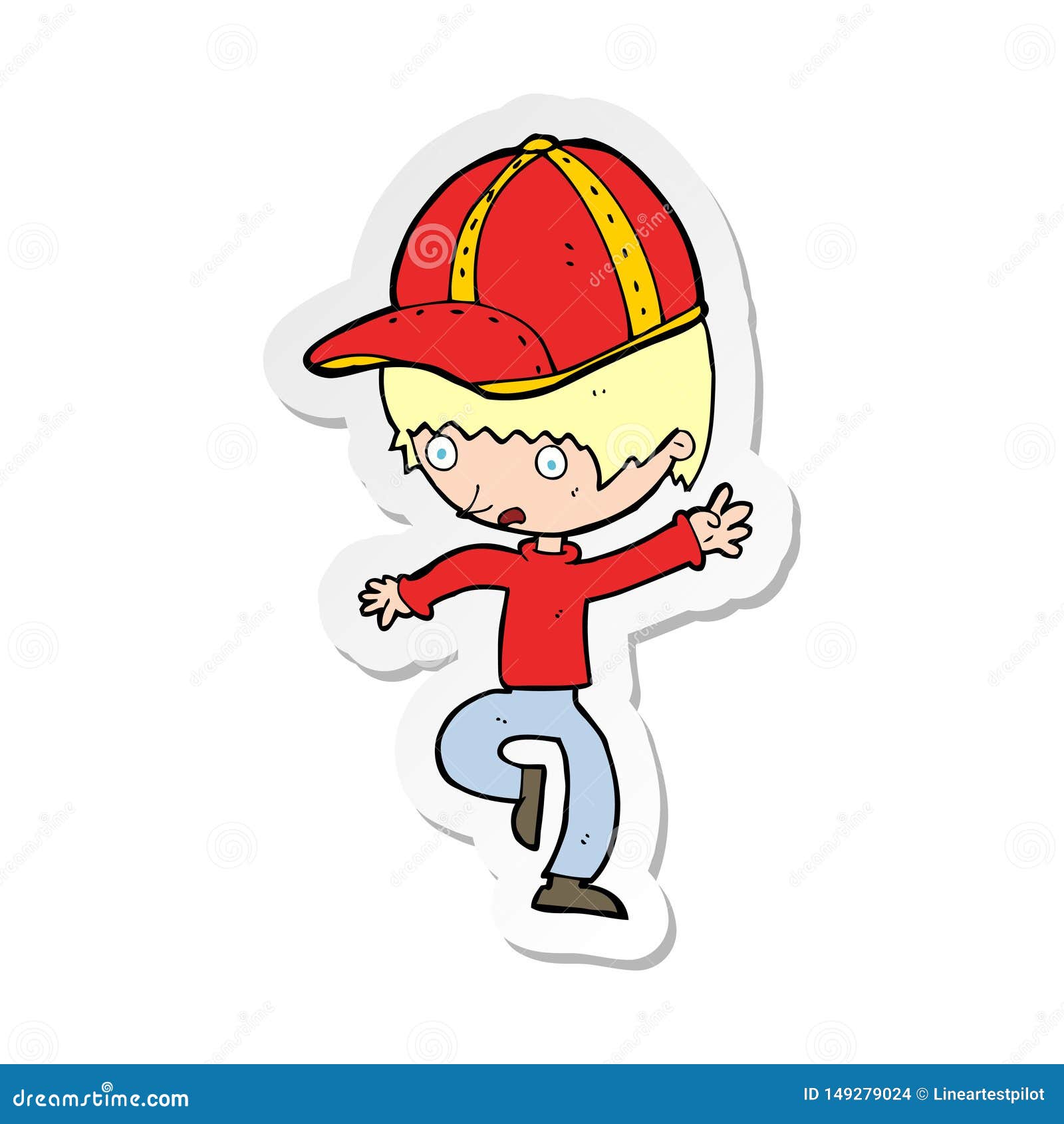 Sticker of a Cartoon Boy in Cap Stock Vector - Illustration of sticker ...