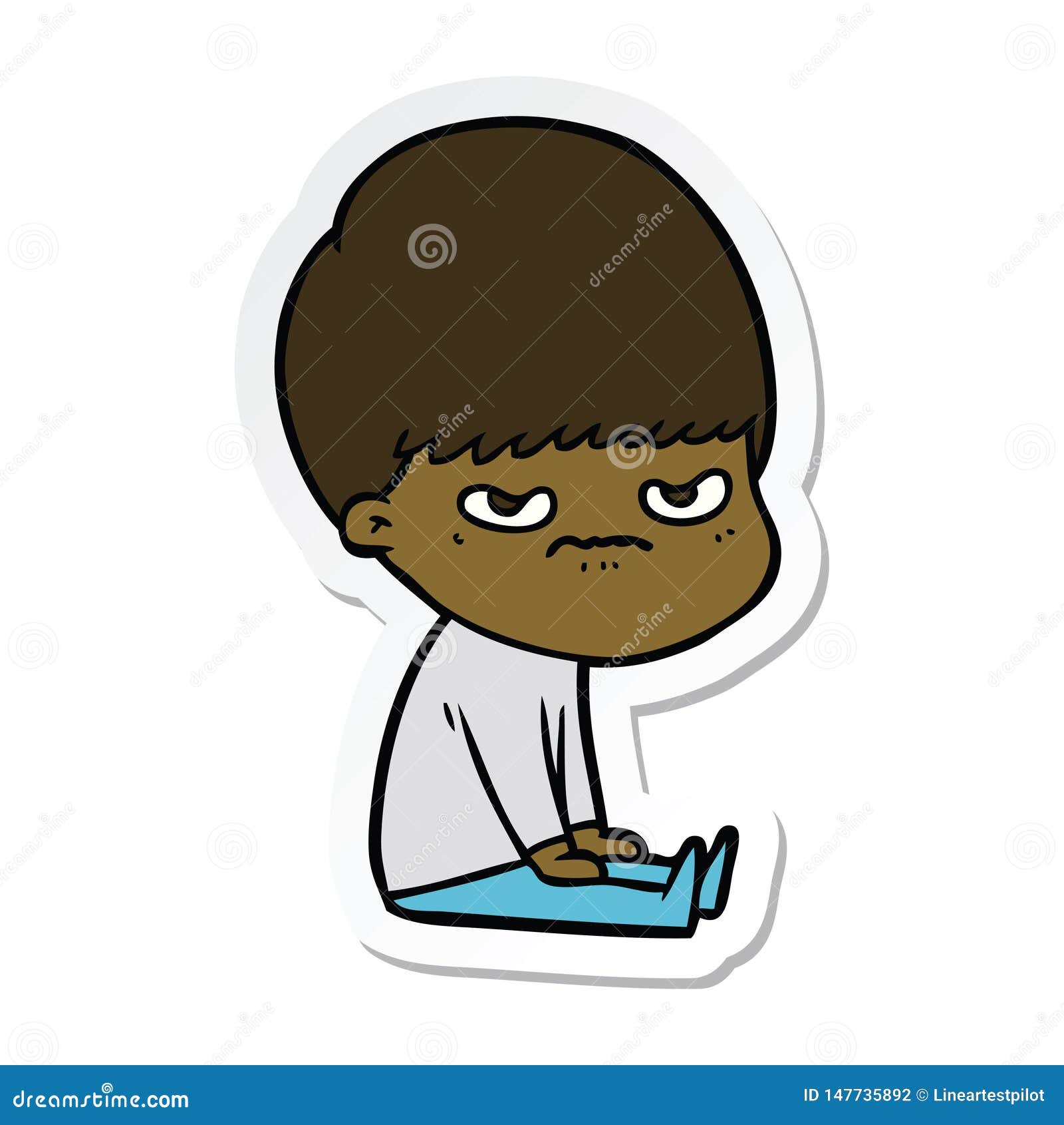 Sticker of a cartoon boy stock vector. Illustration of drawing - 147735892