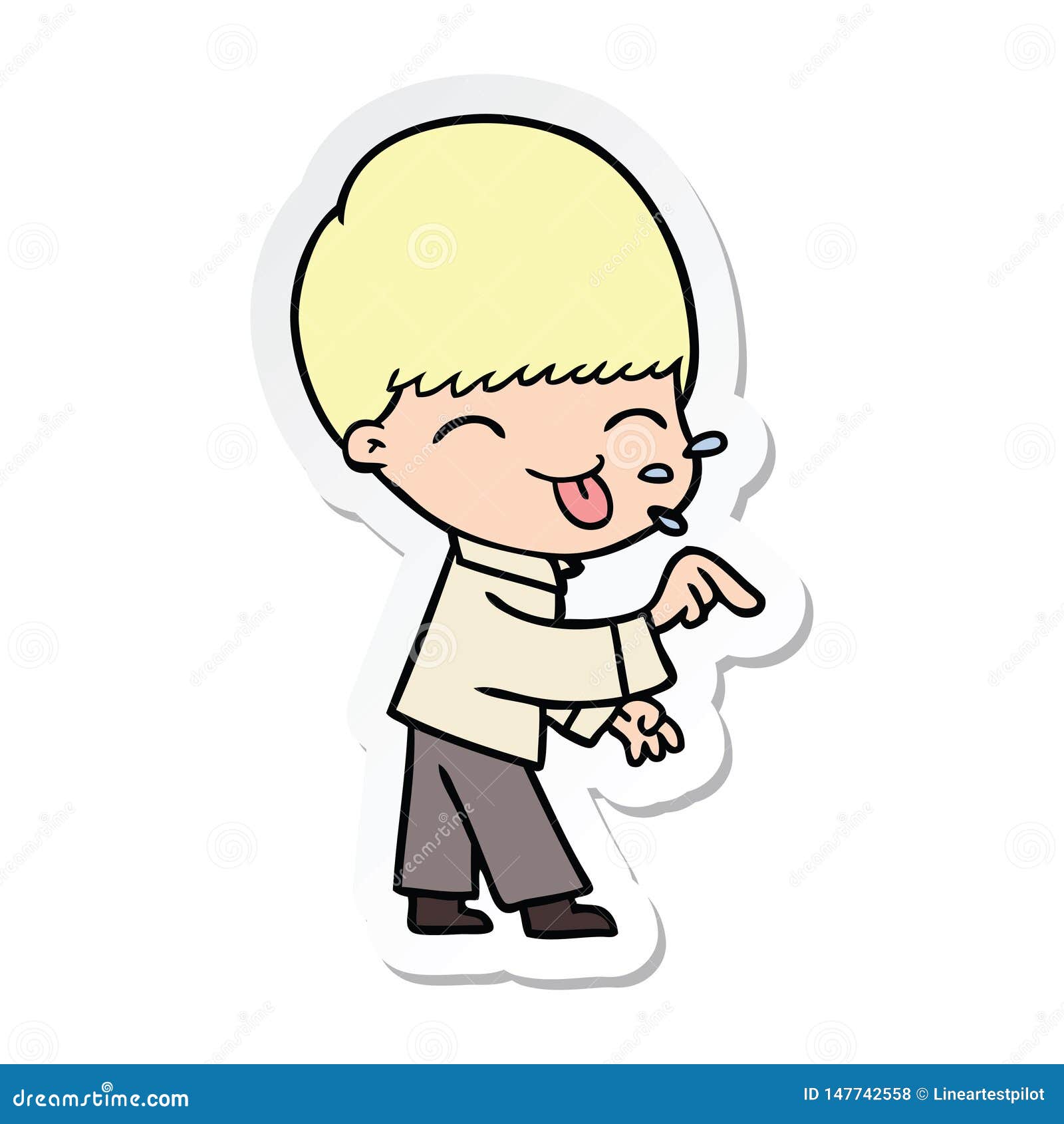 Sticker of a cartoon boy stock vector. Illustration of character ...