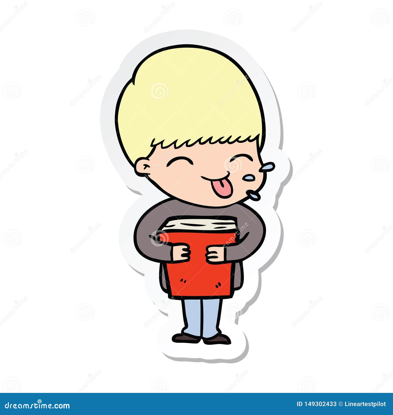 Sticker of a cartoon boy stock vector. Illustration of retro - 149302433