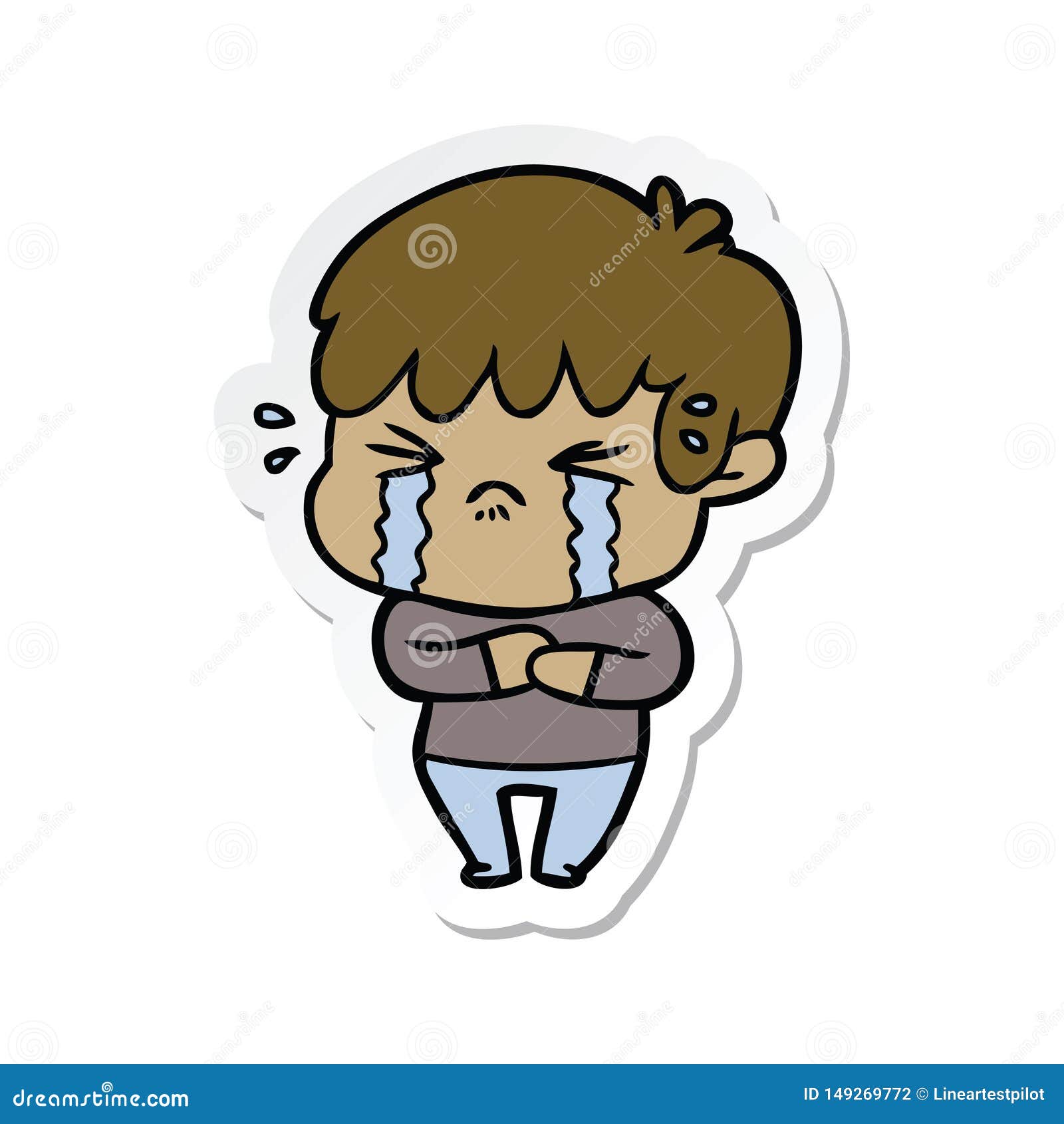Sticker of a Cartoon Boy Crying Stock Vector - Illustration of funny ...