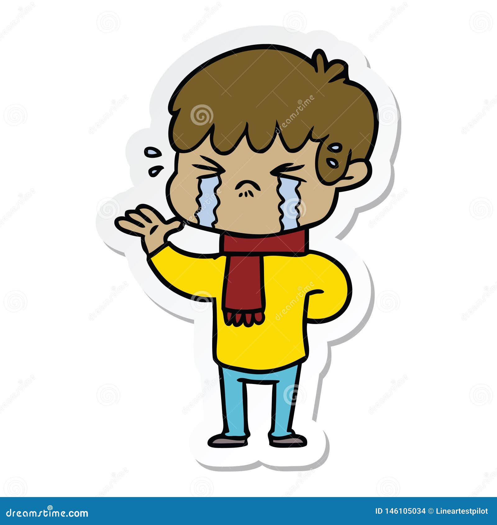 Sticker of a Cartoon Boy Crying Stock Vector - Illustration of icon ...