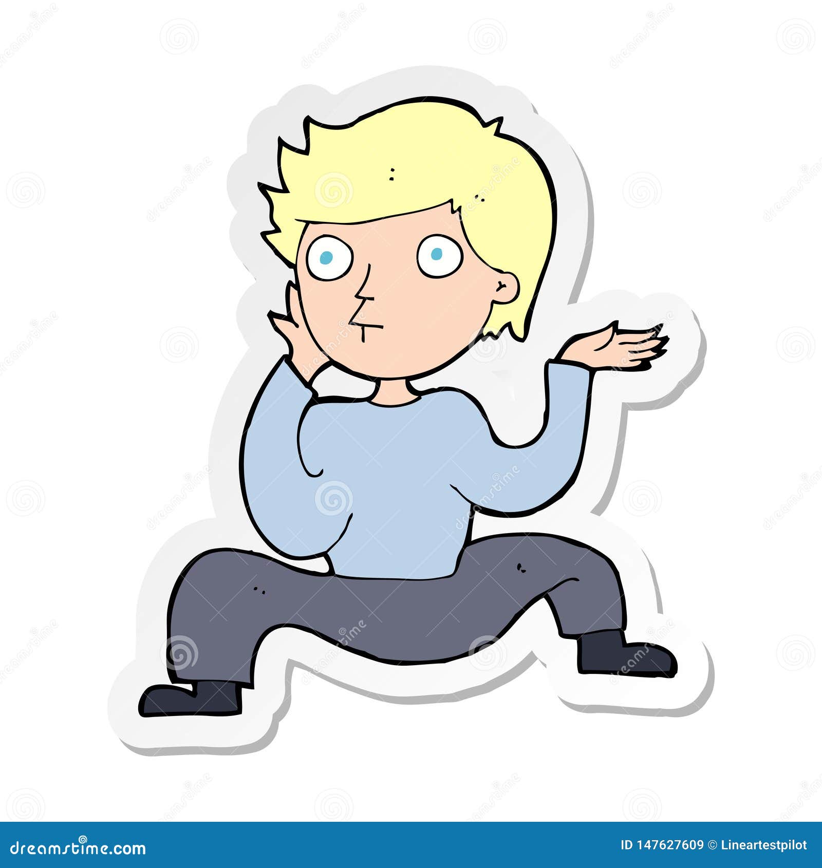 Sticker of a Cartoon Boy Doing Crazy Dance Stock Vector - Illustration ...