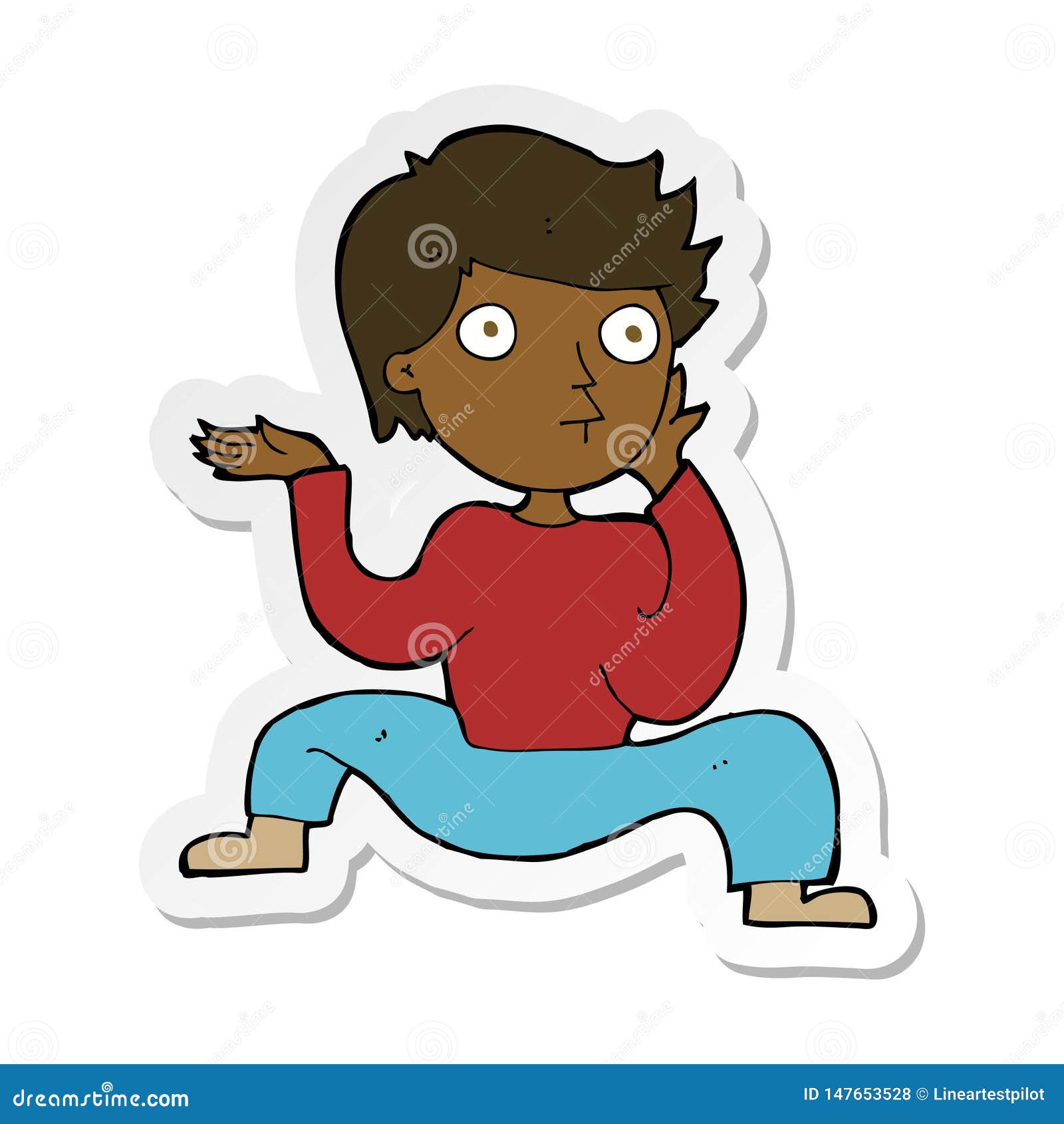 Sticker of a Cartoon Boy Doing Crazy Dance Stock Vector - Illustration ...