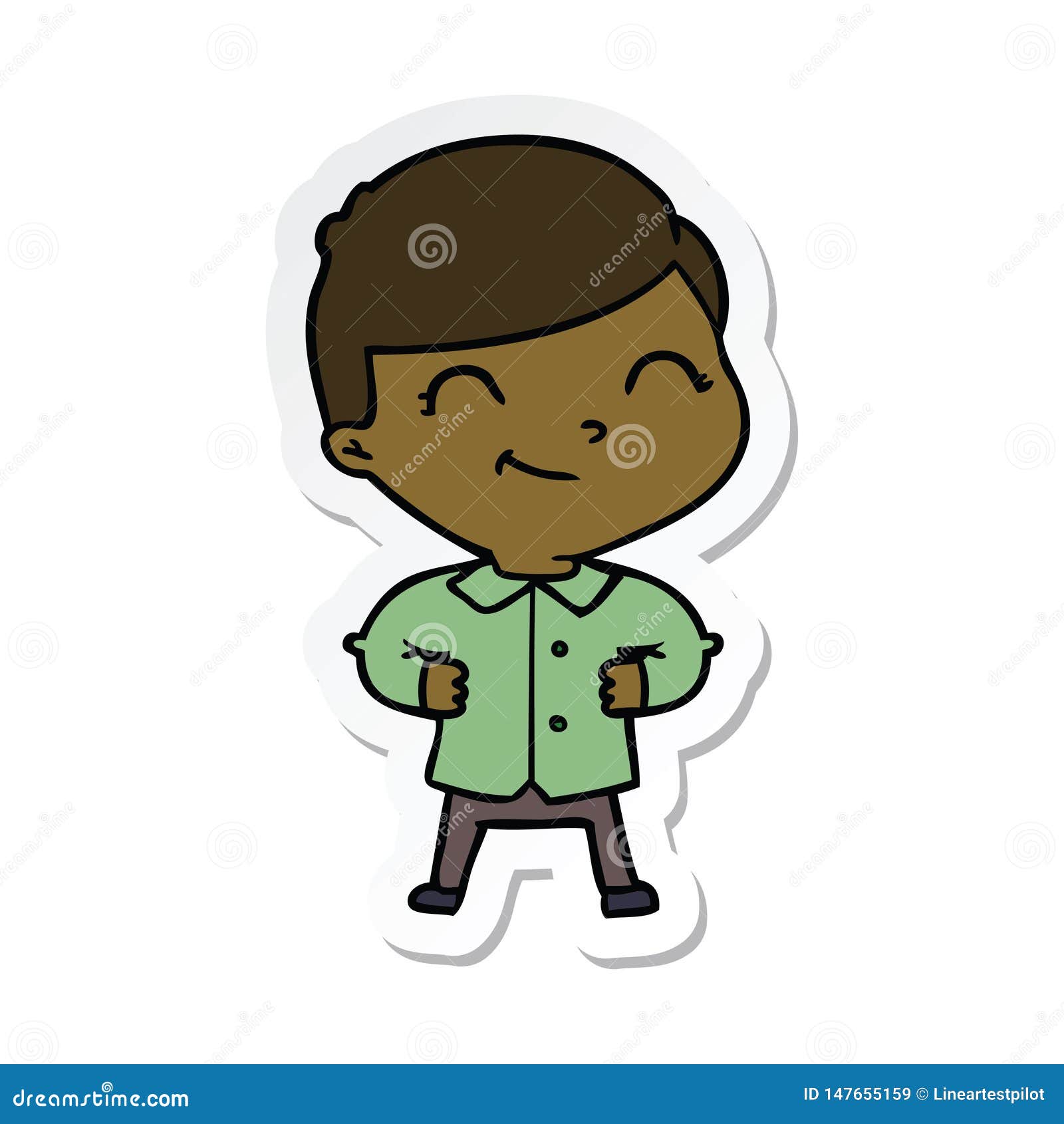 Sticker of a Cartoon Boy with Hands on Hips Stock Vector - Illustration ...