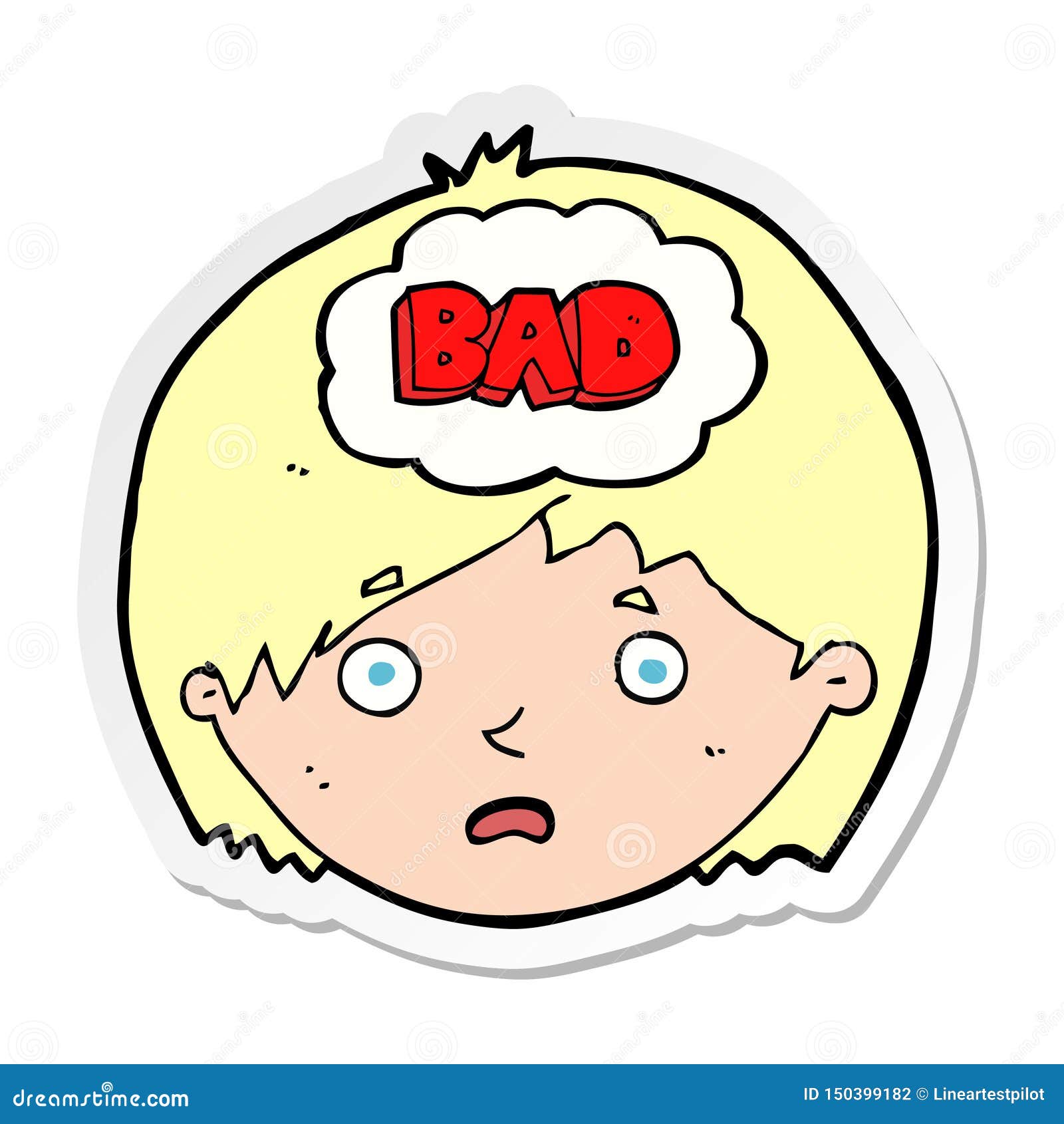 Sticker of a Cartoon Boy Having Bad Thoughts Stock Vector ...