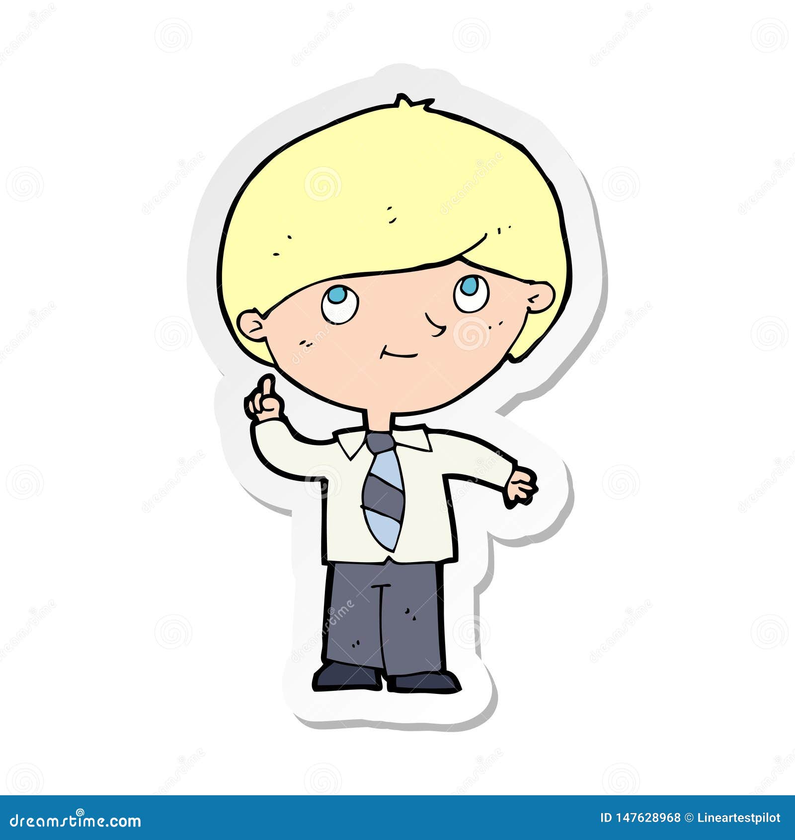 Sticker of a Cartoon Boy with Idea Stock Vector - Illustration of ...