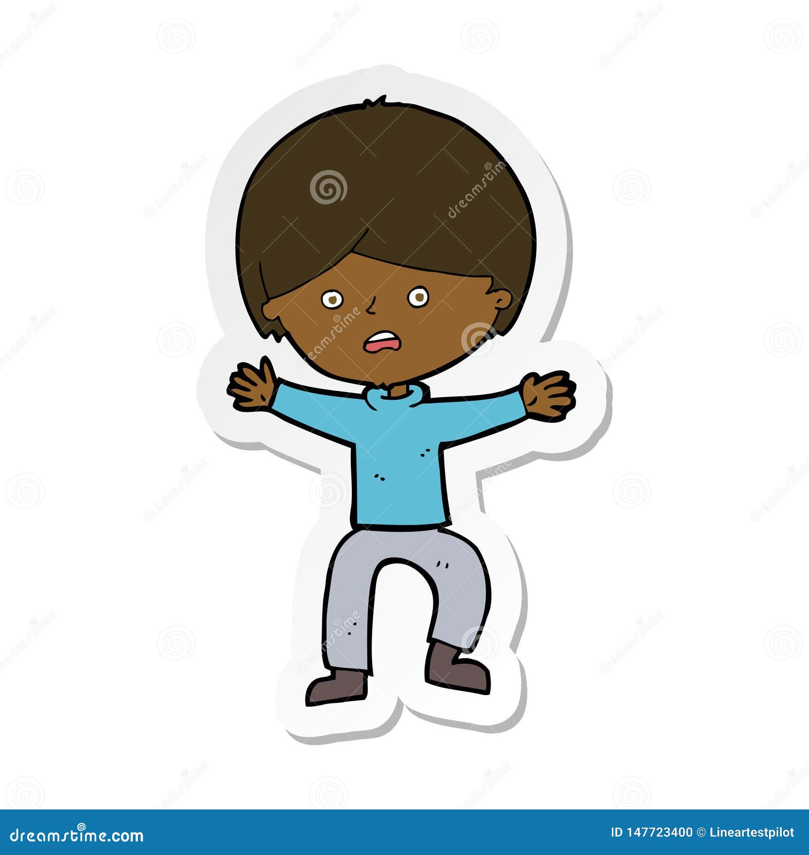 Sticker of a Cartoon Boy Panicking Stock Vector - Illustration of retro ...