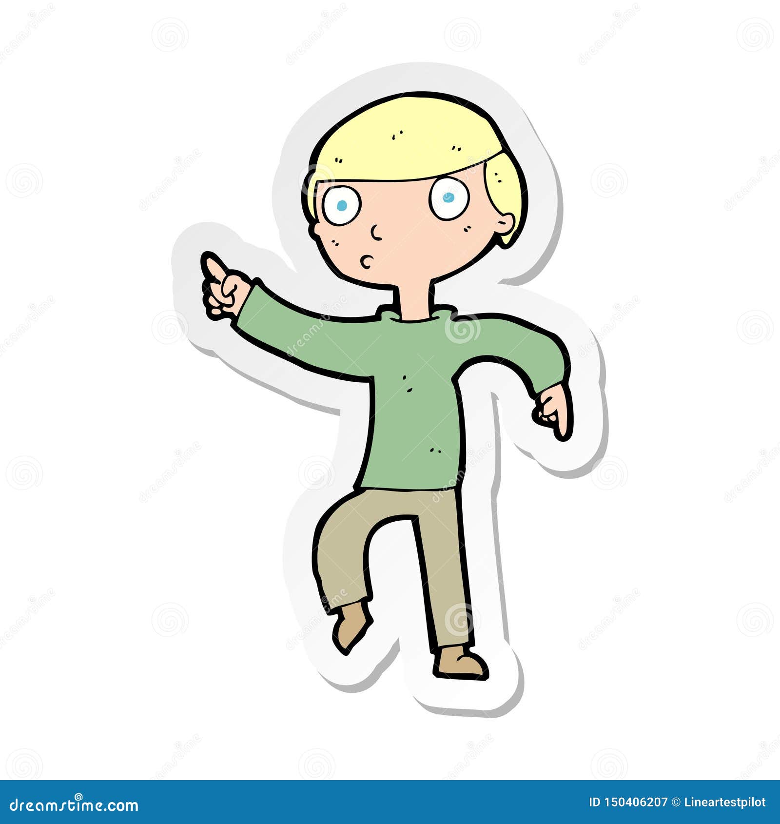 Sticker of a Cartoon Boy Pointing Stock Vector - Illustration of quirky ...