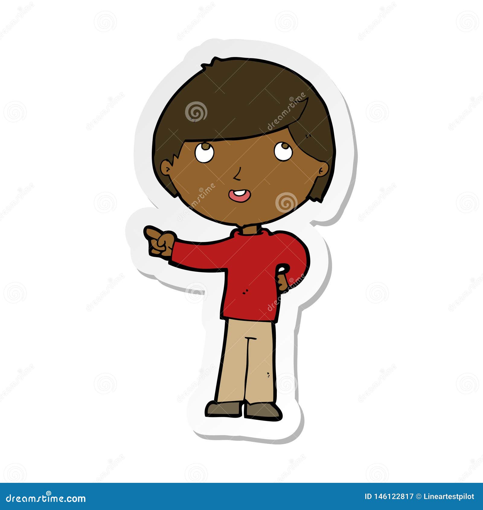 Sticker of a Cartoon Boy Pointing Stock Vector - Illustration of clip ...