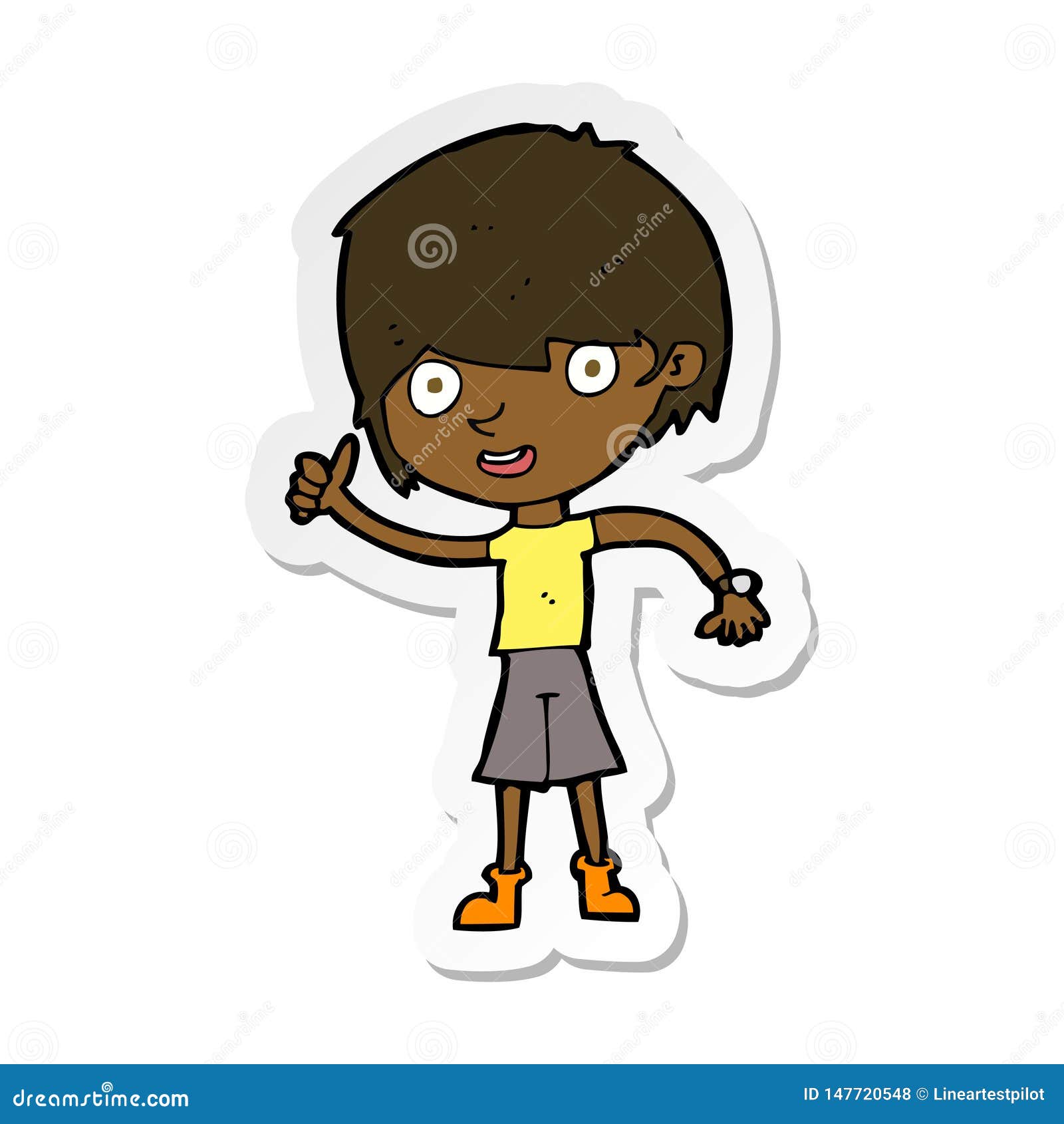 Sticker of a Cartoon Boy with Positive Attitude Stock Vector ...