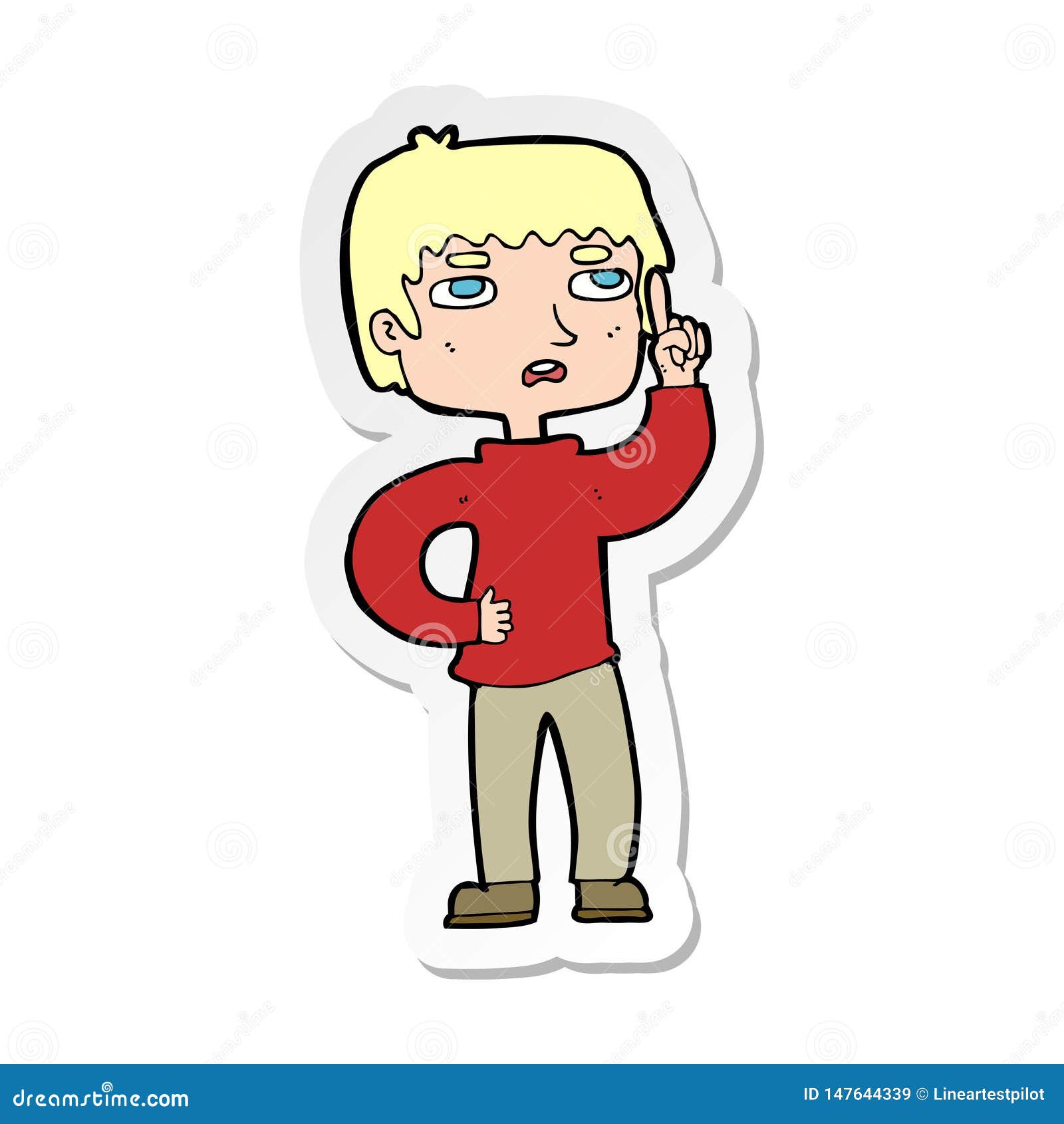 Sticker of a Cartoon Boy with Question Stock Vector - Illustration of ...