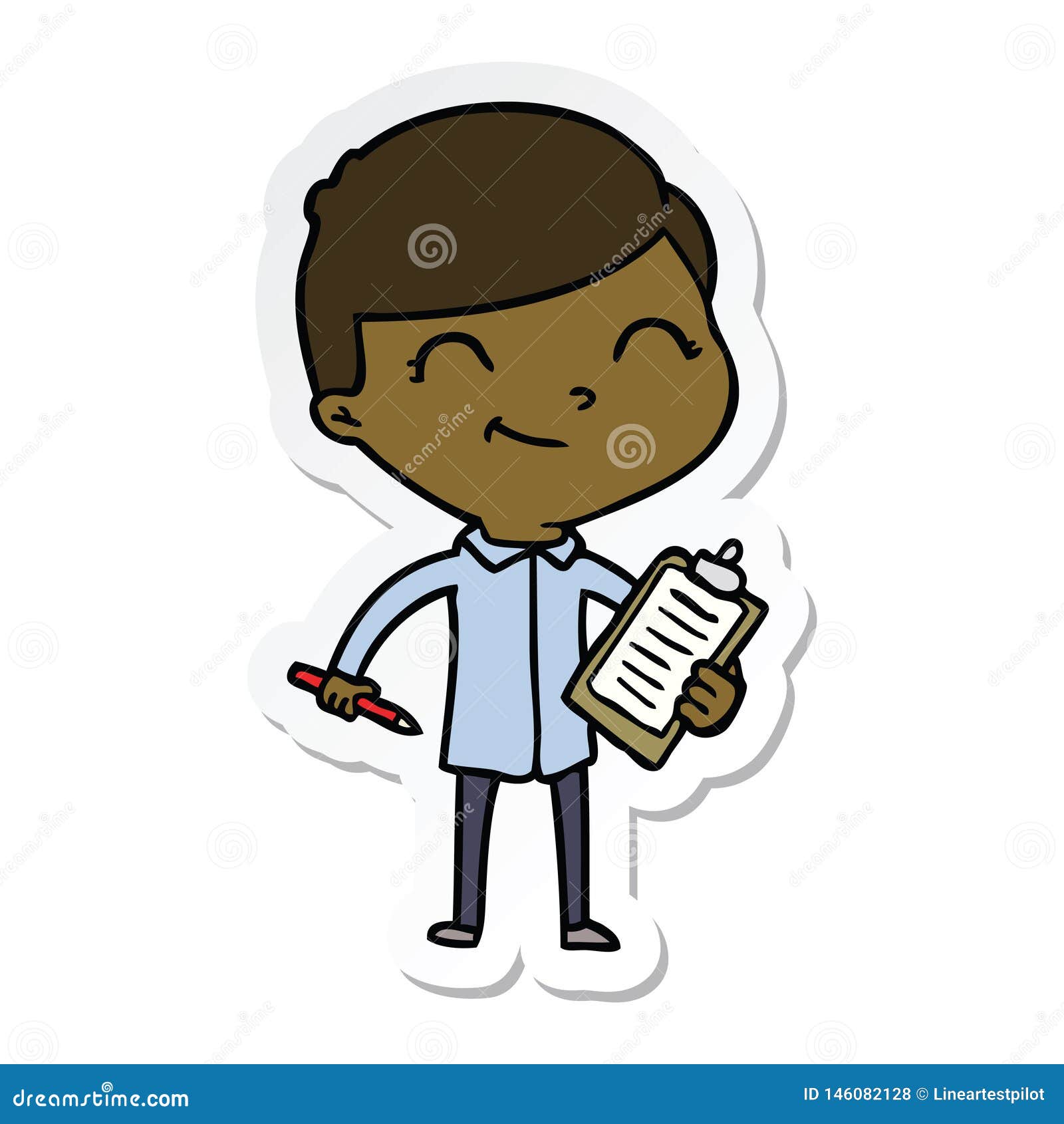 Sticker of a Cartoon Boy Smiling Stock Vector - Illustration of sticker ...