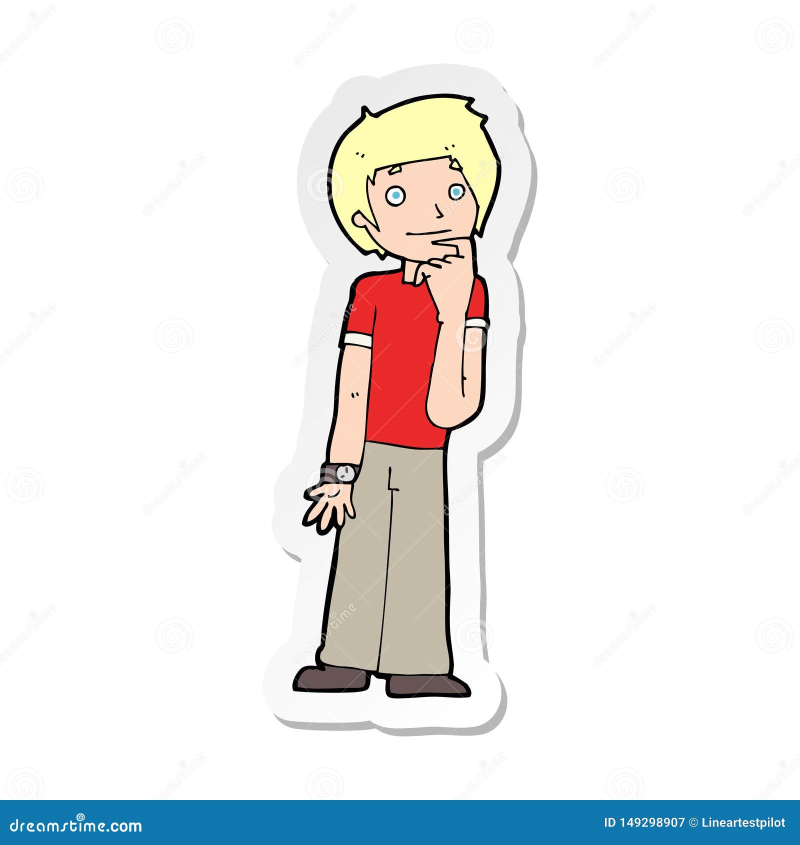 Sticker of a Cartoon Boy Wondering Stock Vector - Illustration of funny ...