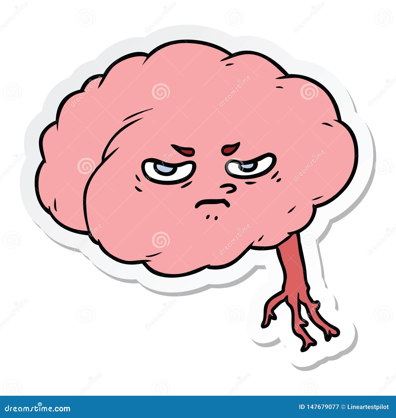 Sticker of a cartoon brain stock vector. Illustration of funny - 147679077
