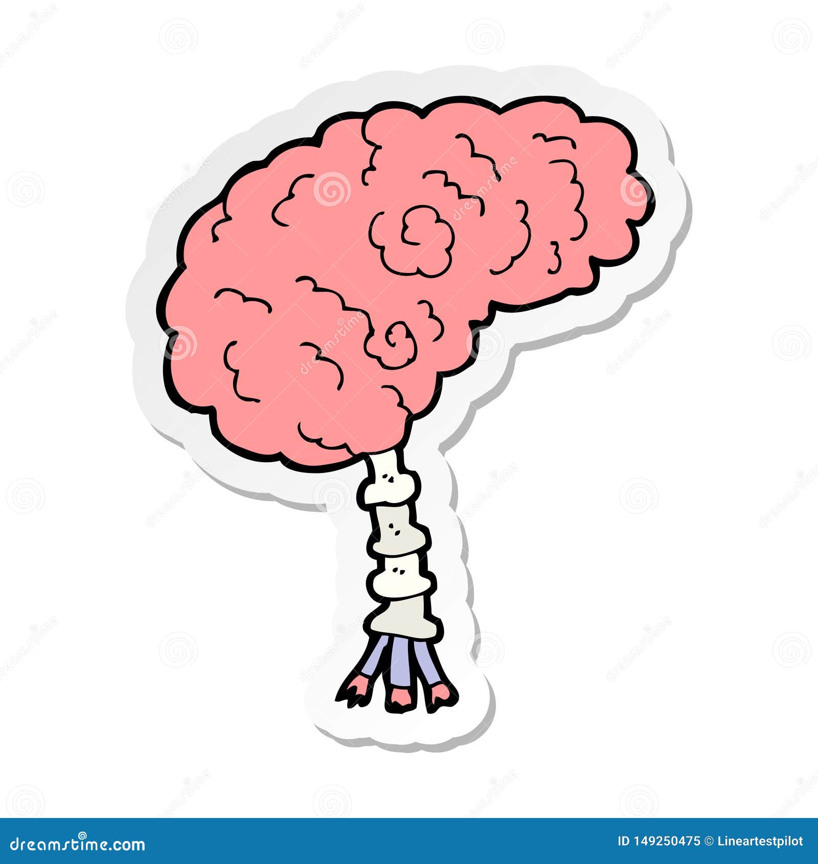 Sticker of a cartoon brain stock vector. Illustration of clip - 149250475