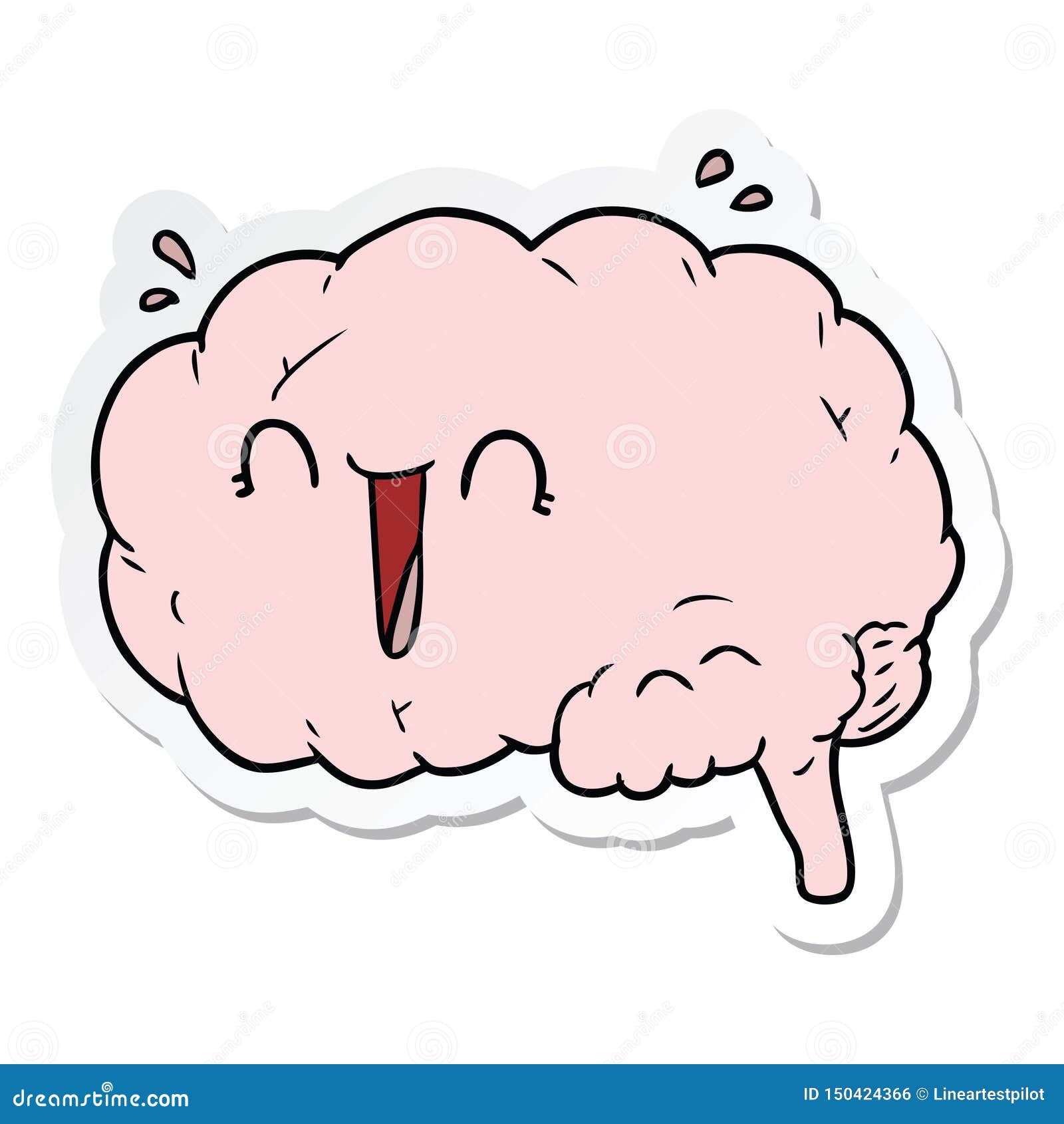 Sticker of a Cartoon Brain Laughing Stock Vector - Illustration of ...
