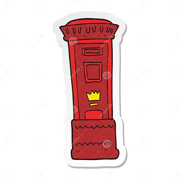Sticker of a Cartoon British Post Box Stock Vector - Illustration of ...