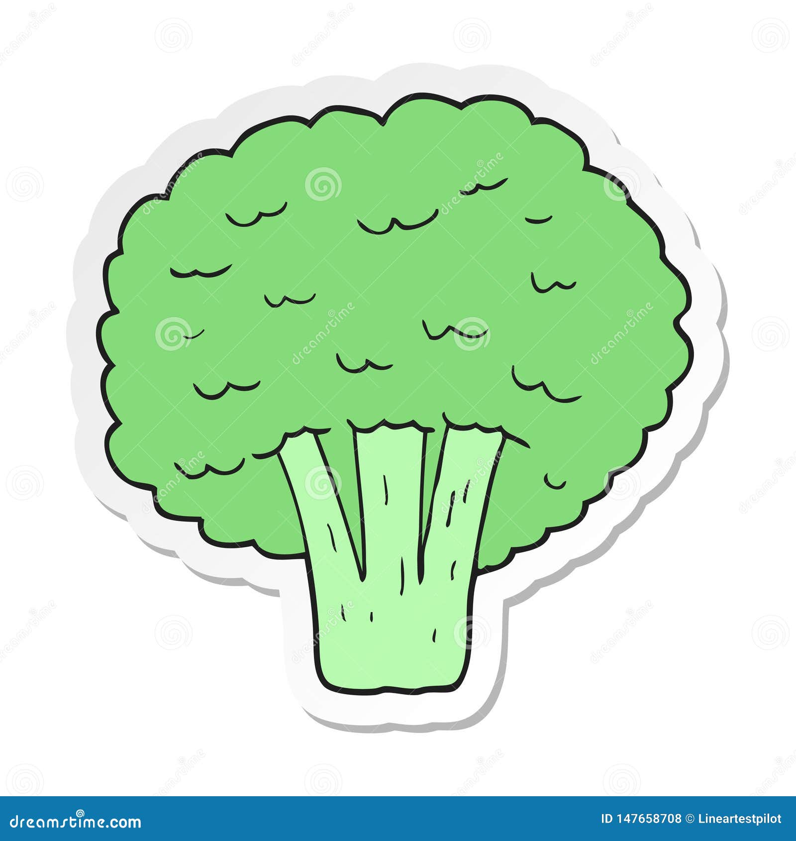 Sticker of a Cartoon Broccoli Stock Vector - Illustration of handdrawn ...