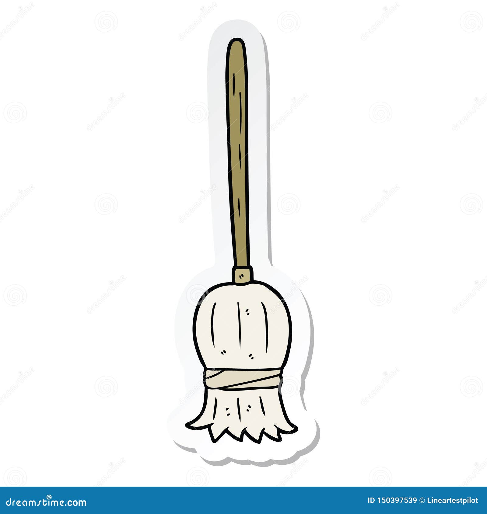 Sticker of a cartoon broom stock vector. Illustration of artwork ...